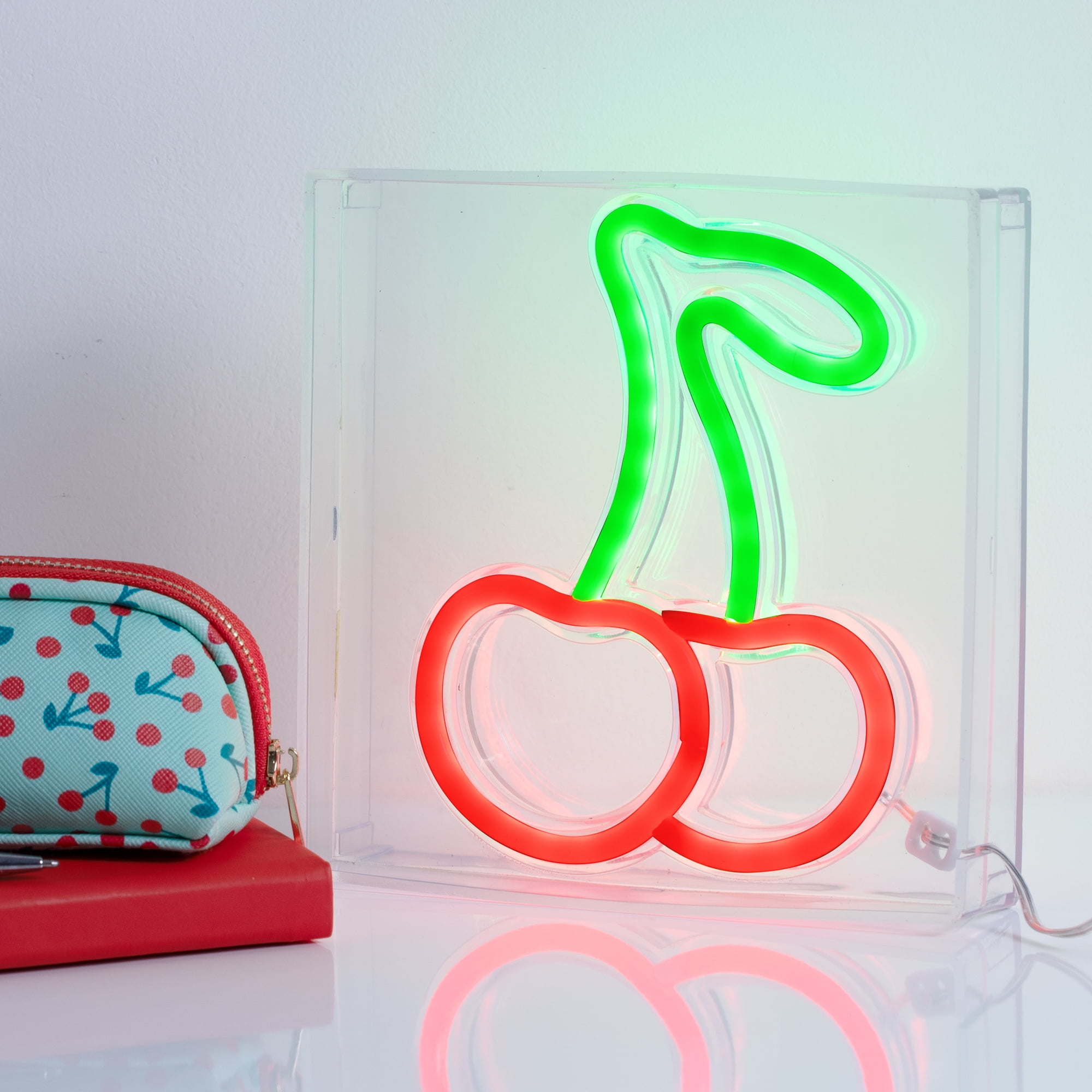 BrightSide LED Red Cherry Neon Box Light with 6ft USB Cable for ...