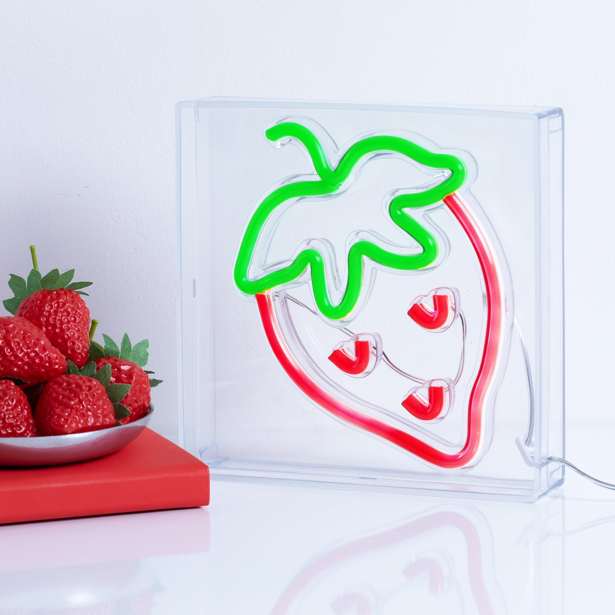 BrightSide LED Red Strawberry Neon Box Light, Mountable, 6ft. USB Cable ...