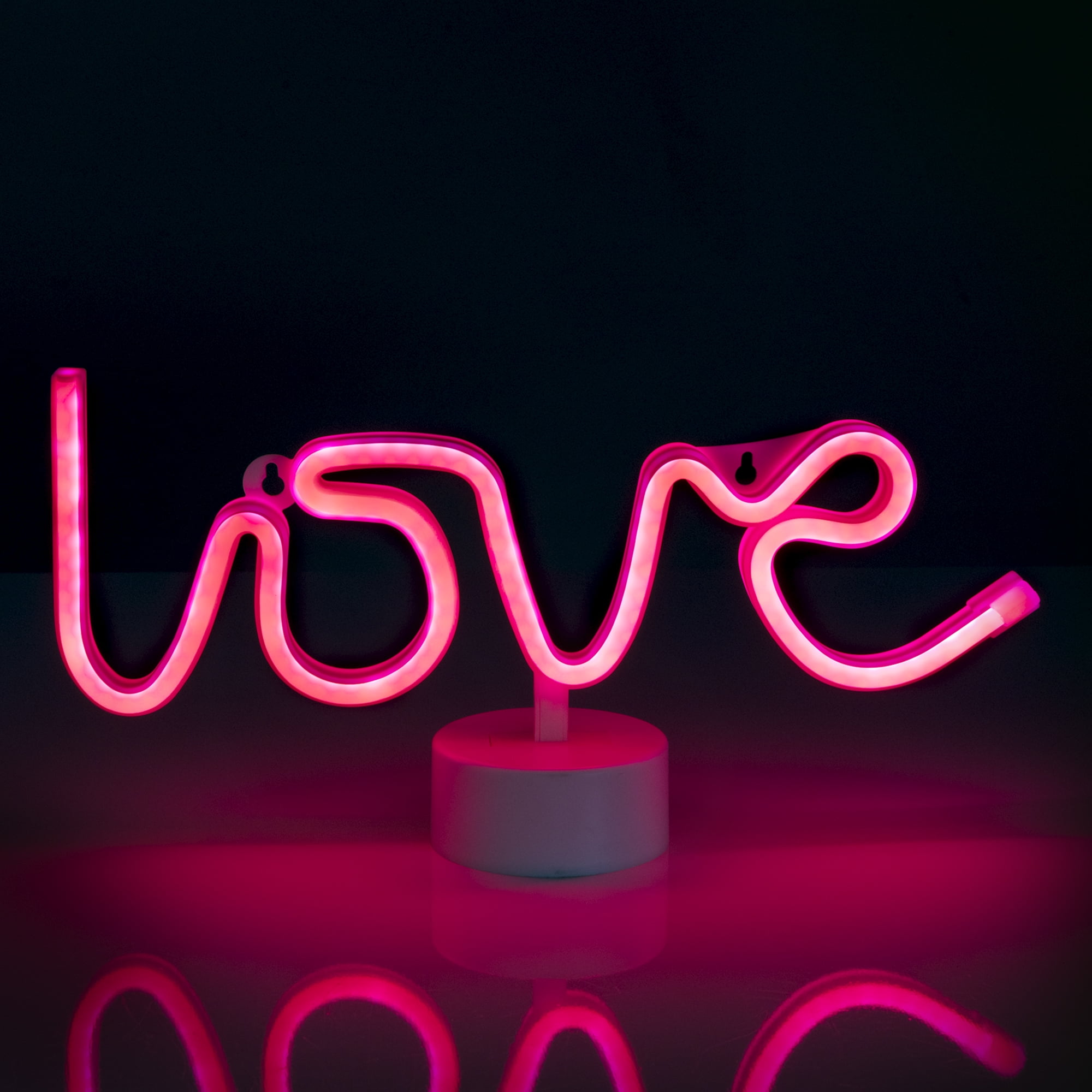 BrightSide Neon Love LED Desk Stand - Pink Tube with White Lights - 13. ...