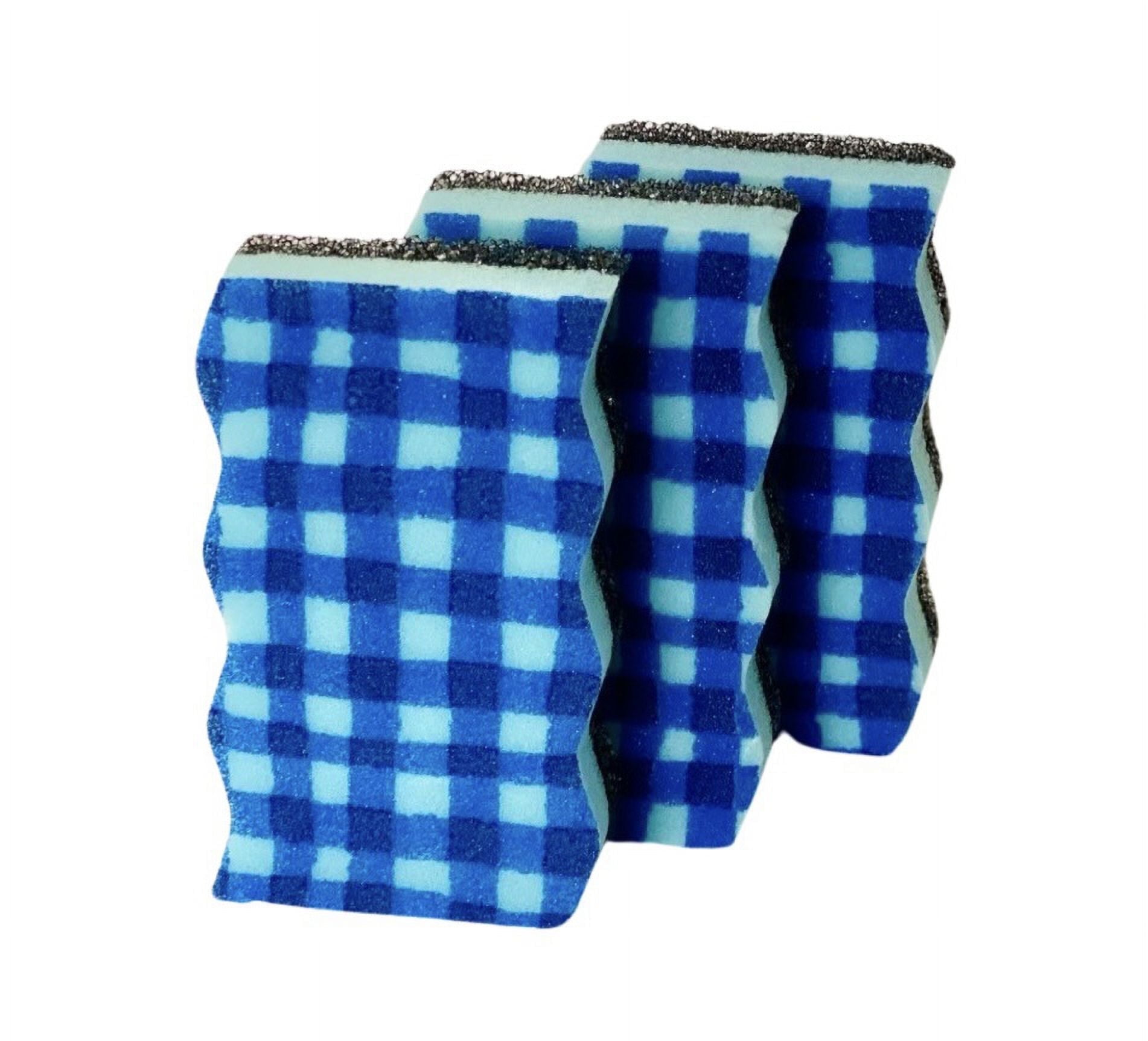 Bright Box Scrub + Wipe Wave Sponges, 3ct – Blue Plaid, Antimicrobial ...