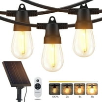 Brightech 27 Ft Solar Outdoor String Lights with Remote, 12 LED Bulbs ...