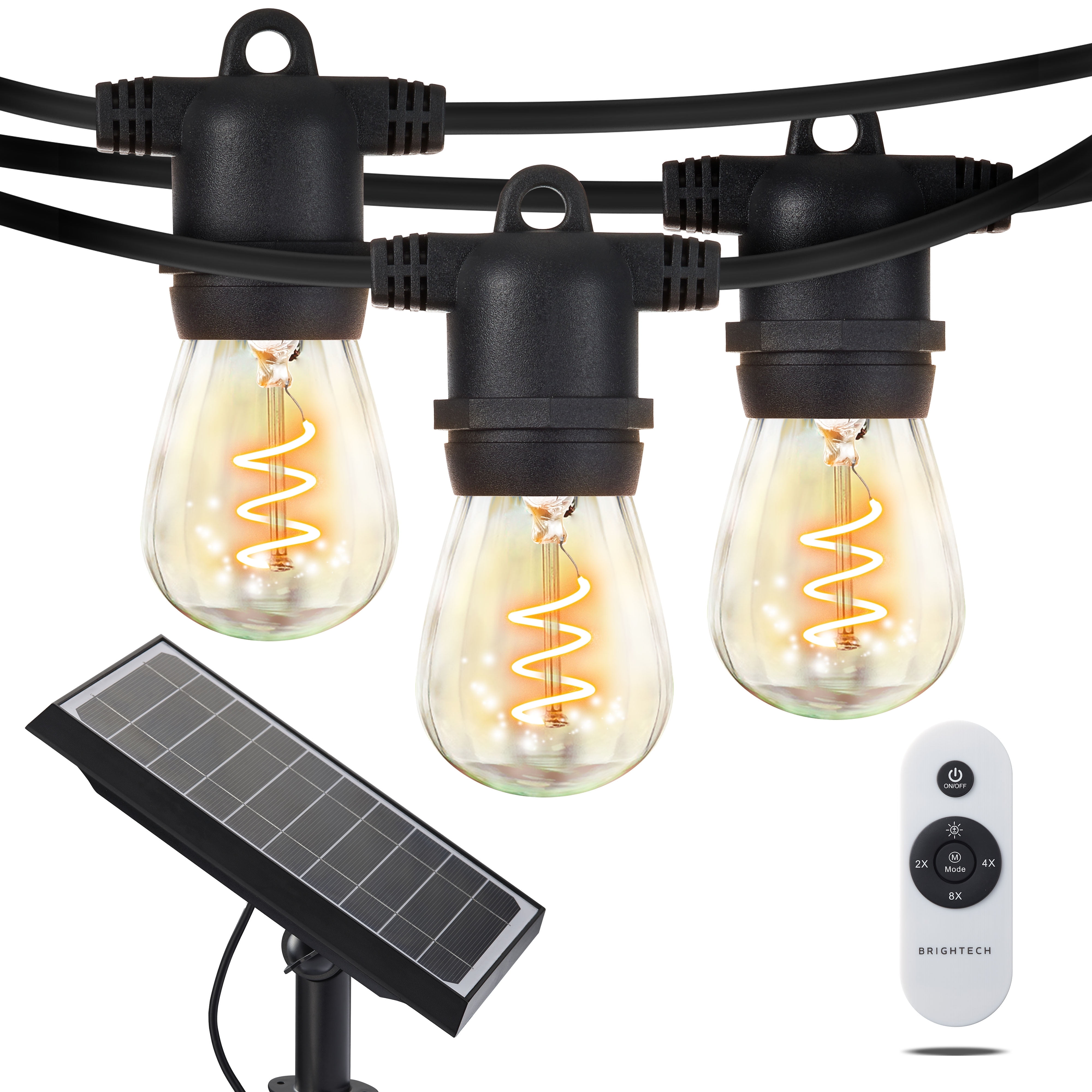 Brightech Ambience Pro Super Bright 27Ft, 12 Bulbs Solar Power Remote ...