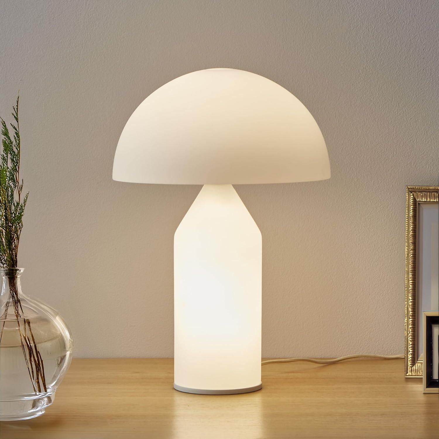 Brightech Venus Glass - Contemporary Table Lamp with Glass Shade and ...