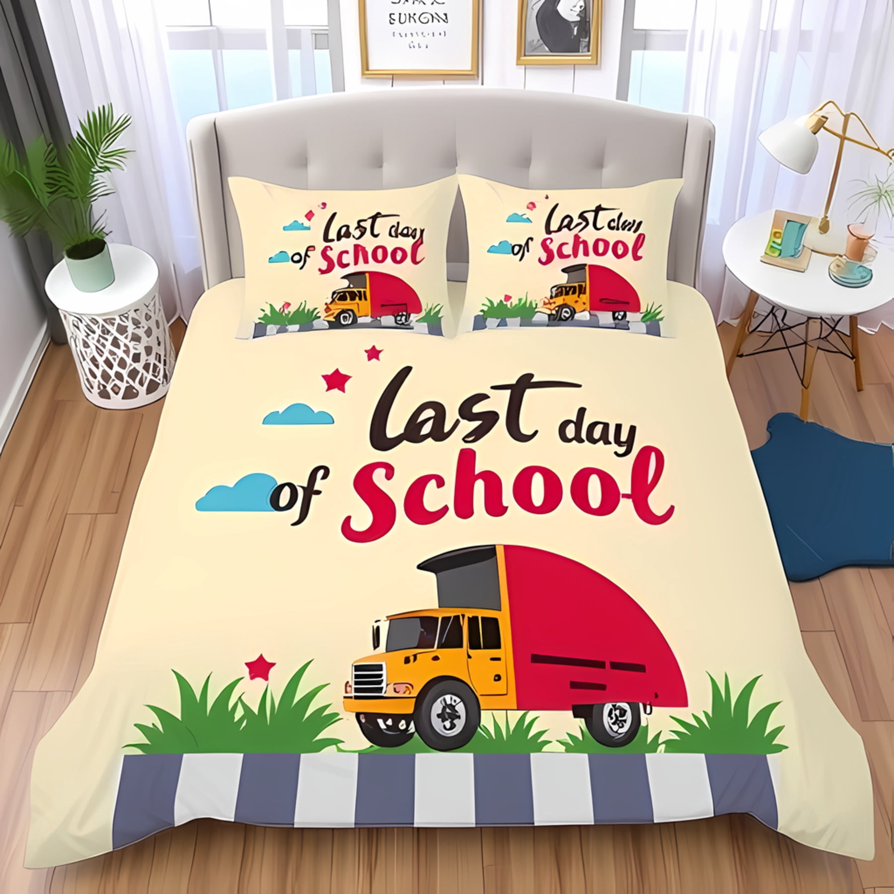 Brighten Up Your Room with Our 3-Piece Duvet Cover Set Featuring a Fun ...