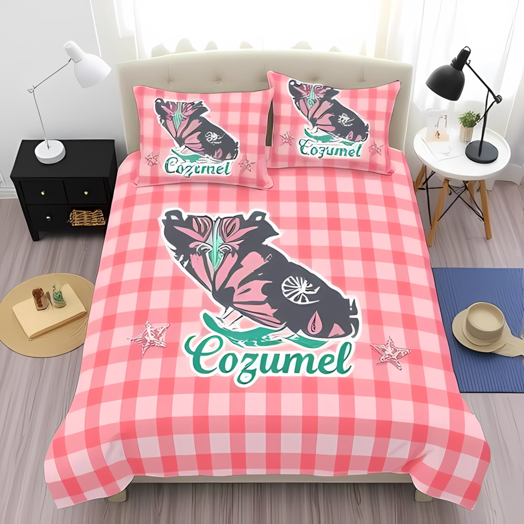 Brighten Your Bedroom with Our 3-Piece Cozumel Duvet Cover Set - Pink ...