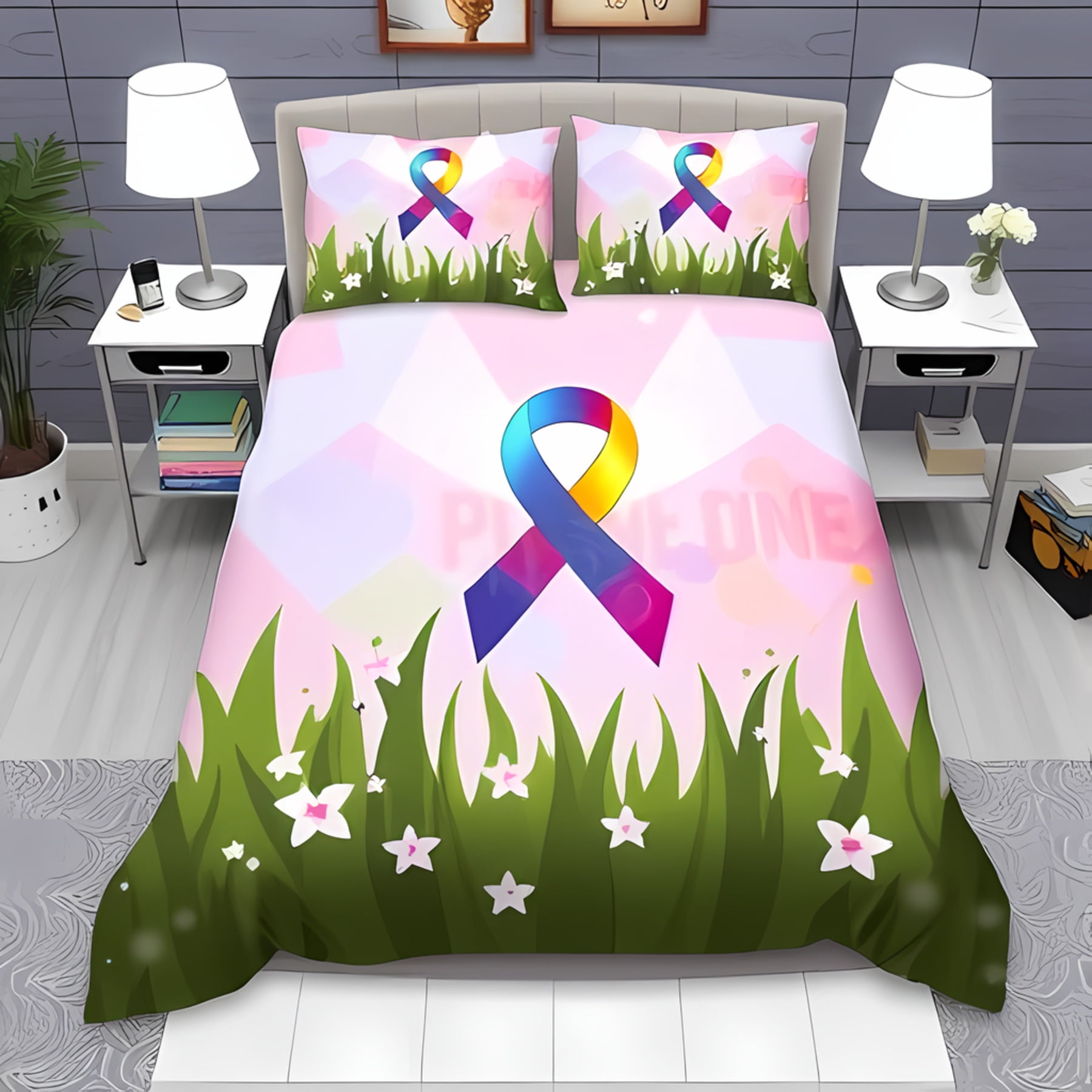Brighten Your Bedroom with Our 3-Piece Duvet Cover Set - Rainbow Ribbon ...