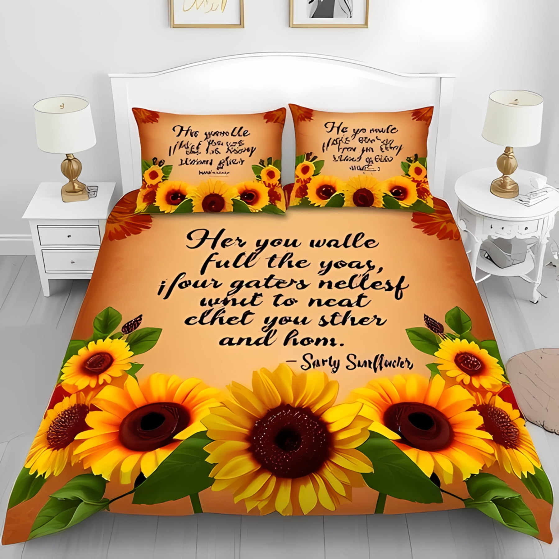 Brighten Your Bedroom with Our 3-Piece Sunflower Duvet Cover Set ...