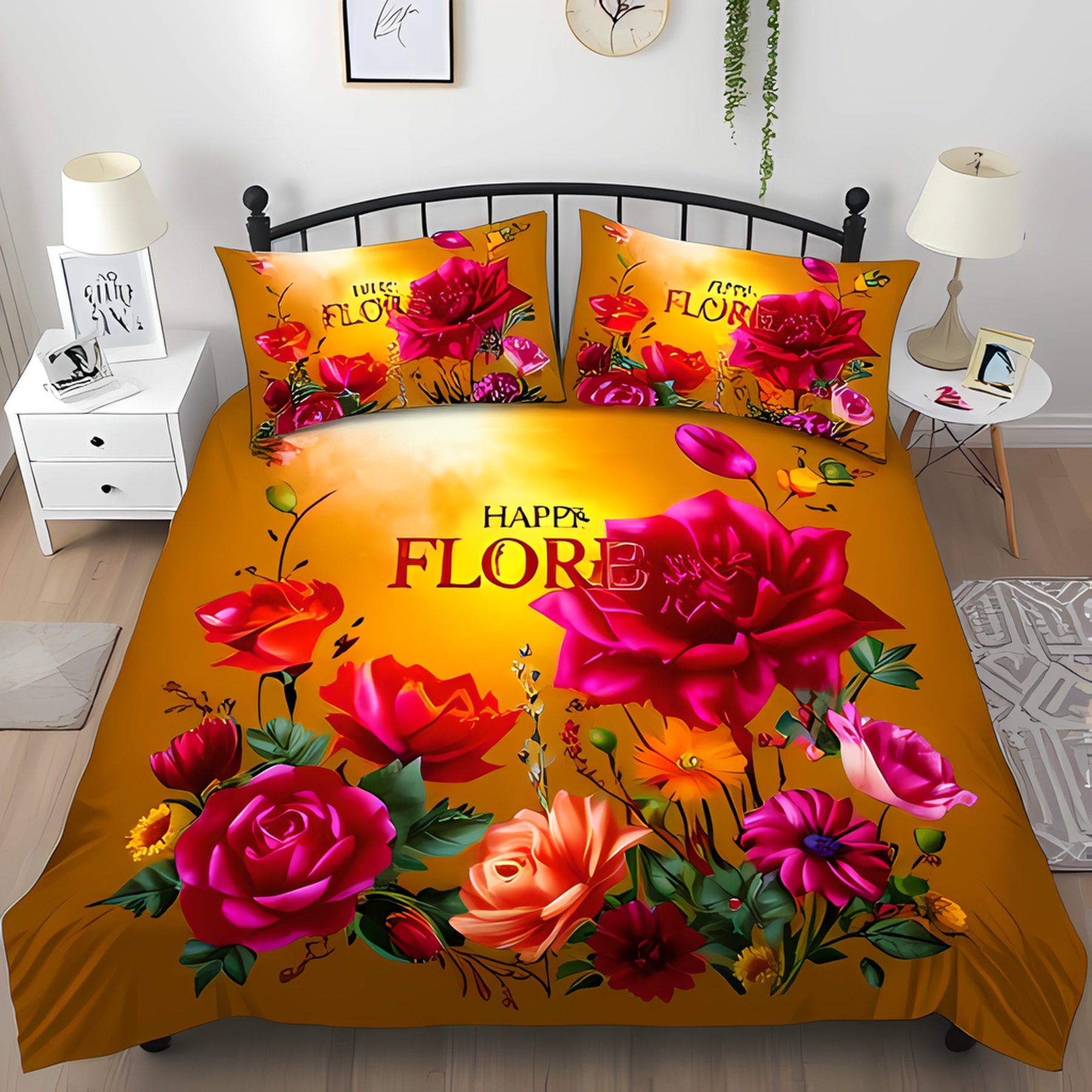 Brighten Your Bedroom with the 3-Piece Happy Flore Floral Duvet Cover ...