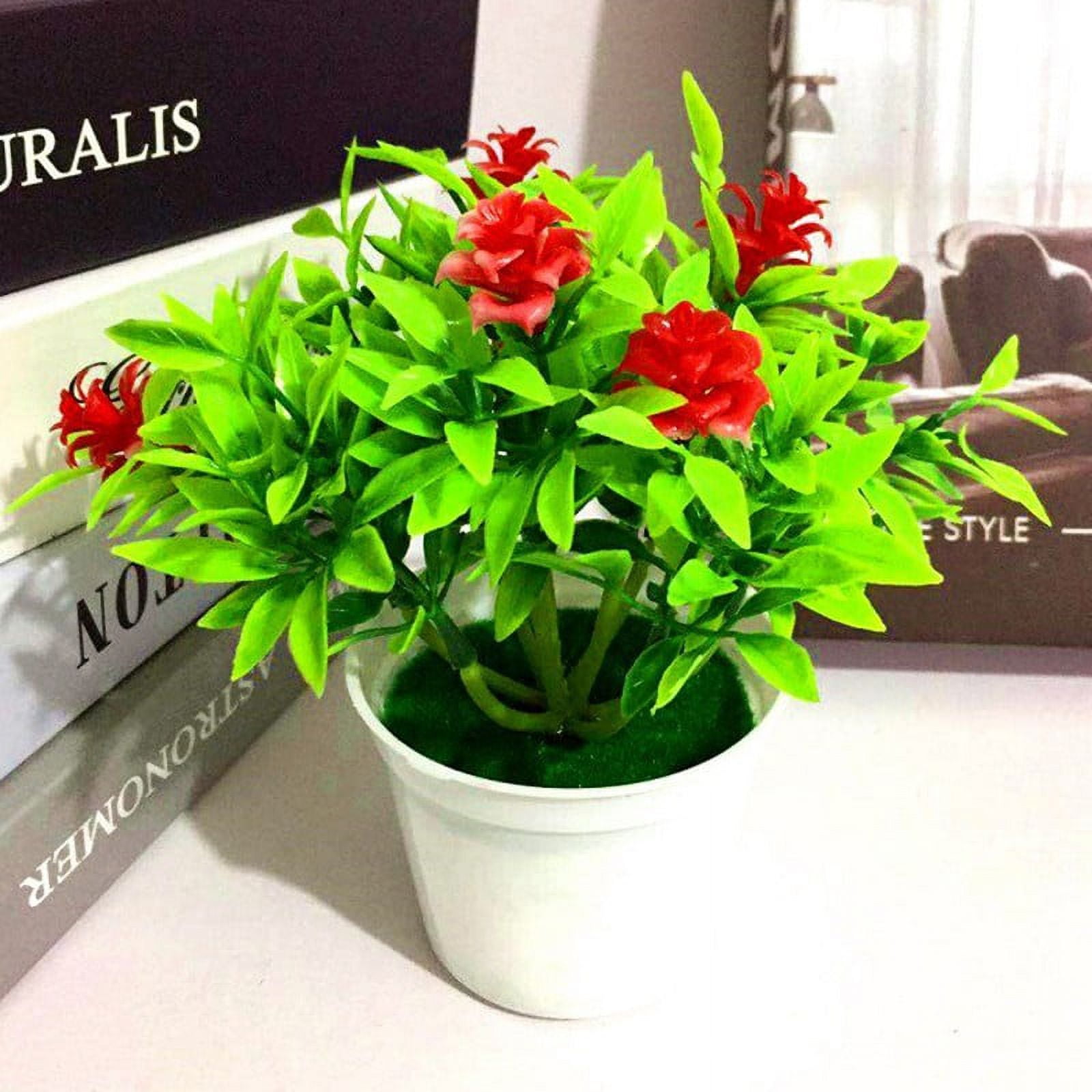 Brighten Your Surroundings Plastic Rose Mini Potted plant Bonsai Home ...