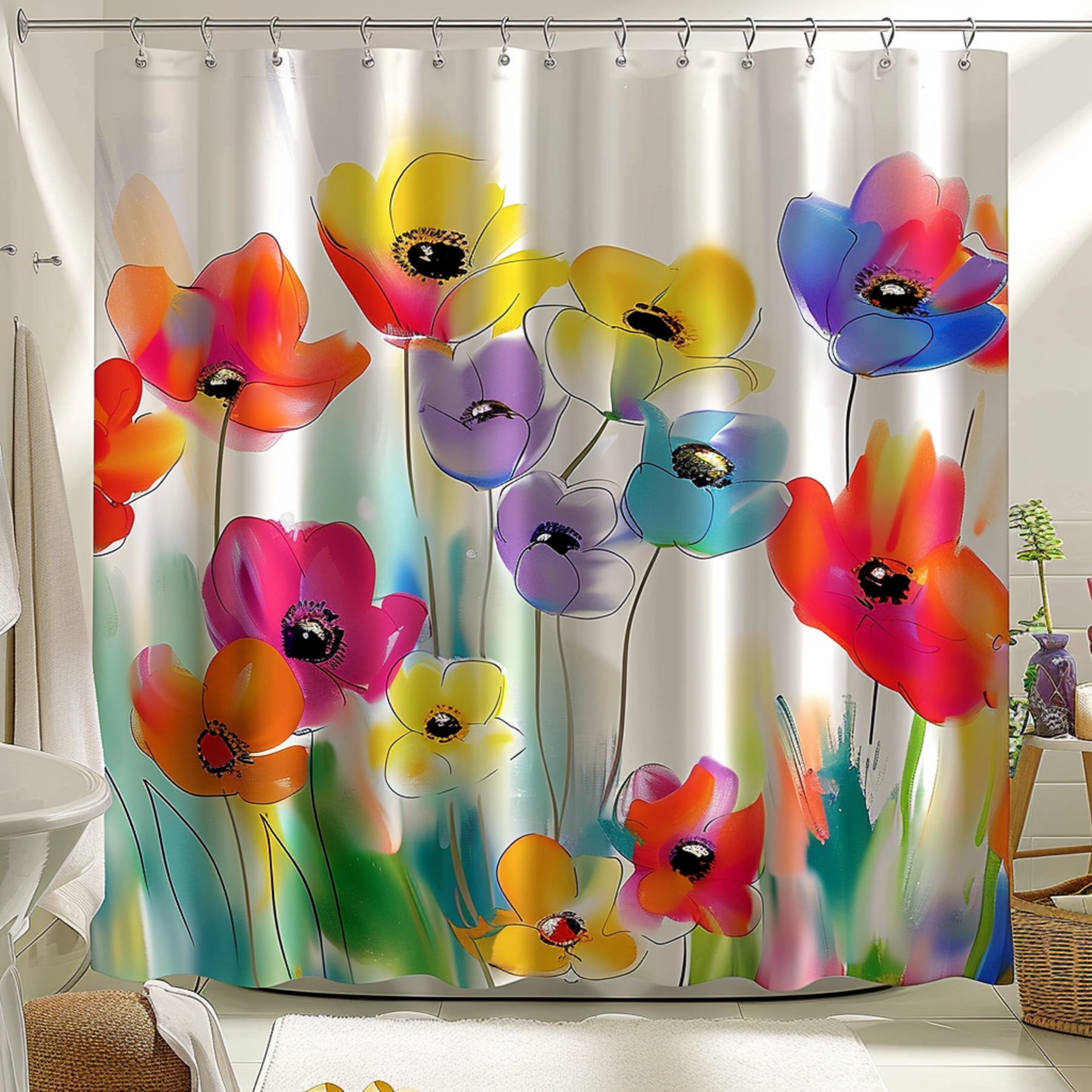 Brighten Up Your Bathroom With A Colorful Flower Patterned Shower