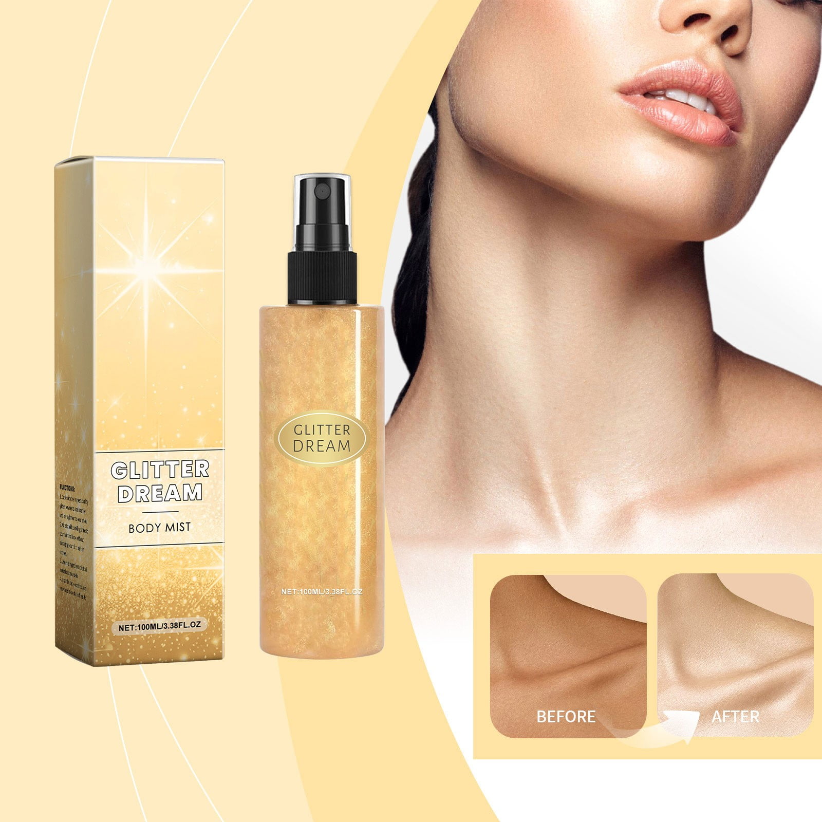 Brightening Body Spray Long-Lasting Highlight Mist, Fragrant Water for ...