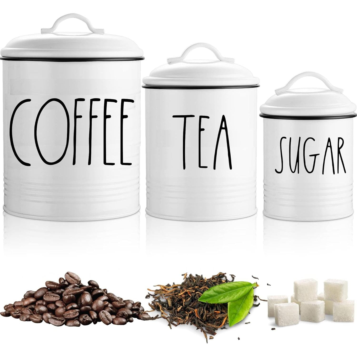 Brighter Barns Large Coffee Tea Sugar Canister Set Farmhouse Coffee ...