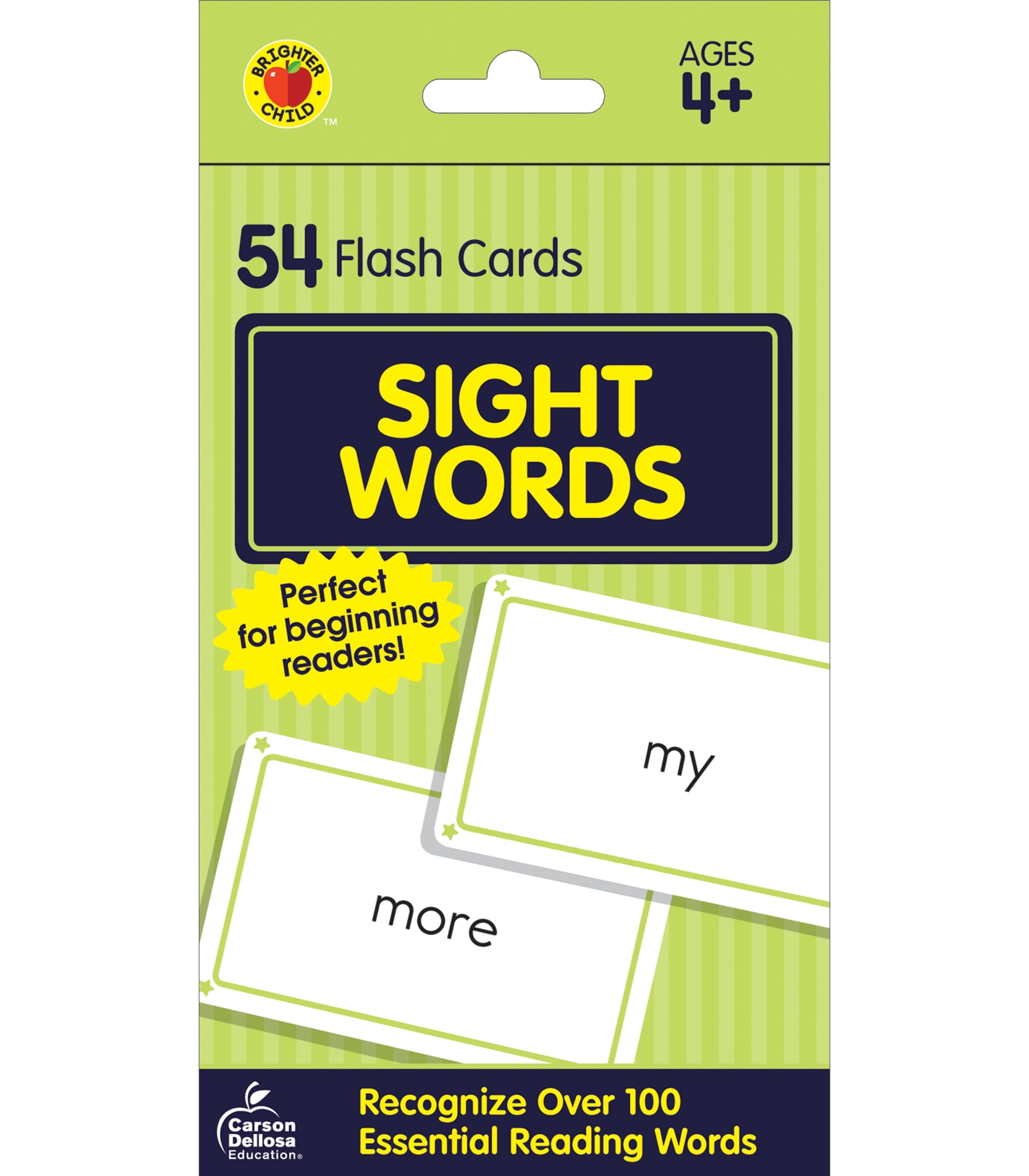 Brighter Child Sight Words Flash Cards Grade PK-2 (54 cards) - Walmart.com