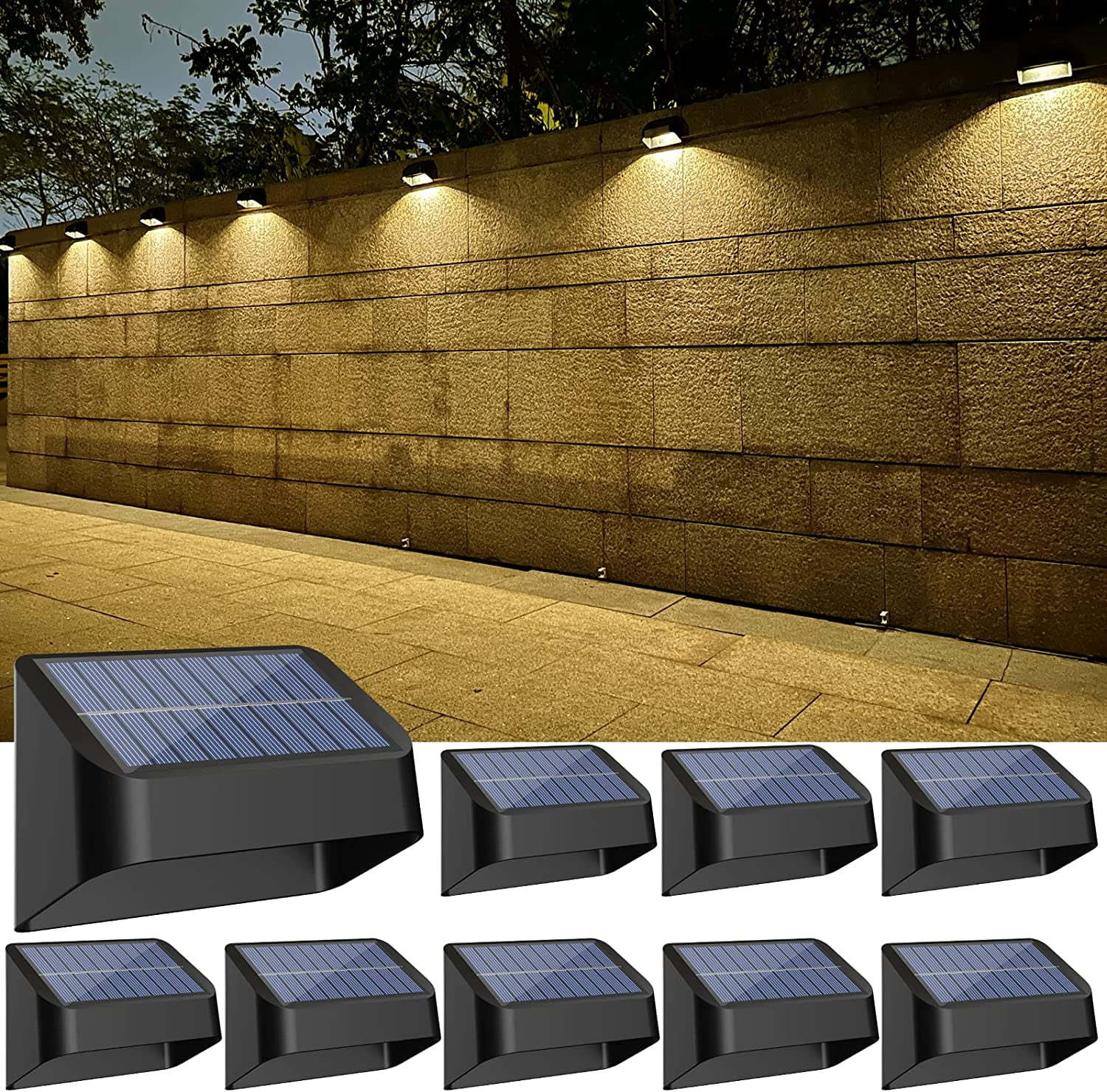 Brighter Solar Fence Lights 8 Pack, RGB 8 Colors, Dusk to Dawn Deck ...