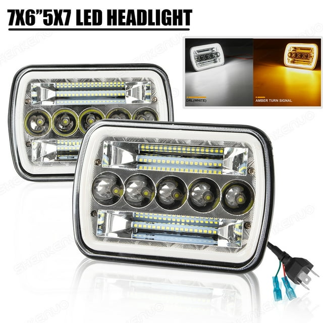 Brightest 5X7" 7x6inch Rectangle LED Hi/Lo Headlight DRL for Nissan D21 ...