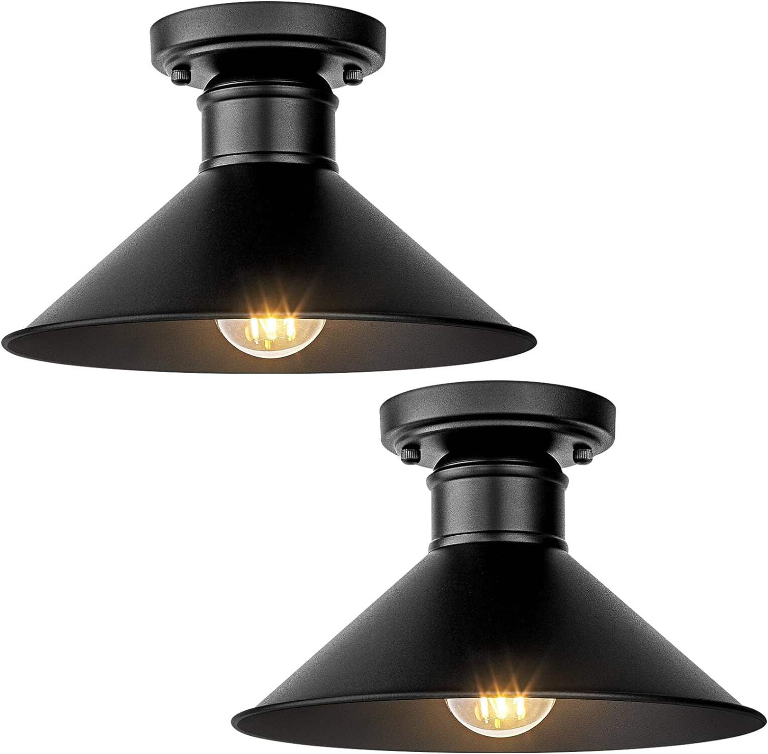 Brightever 2-Pack Industrial Semi Flush Mount Ceiling Lights, Matte ...