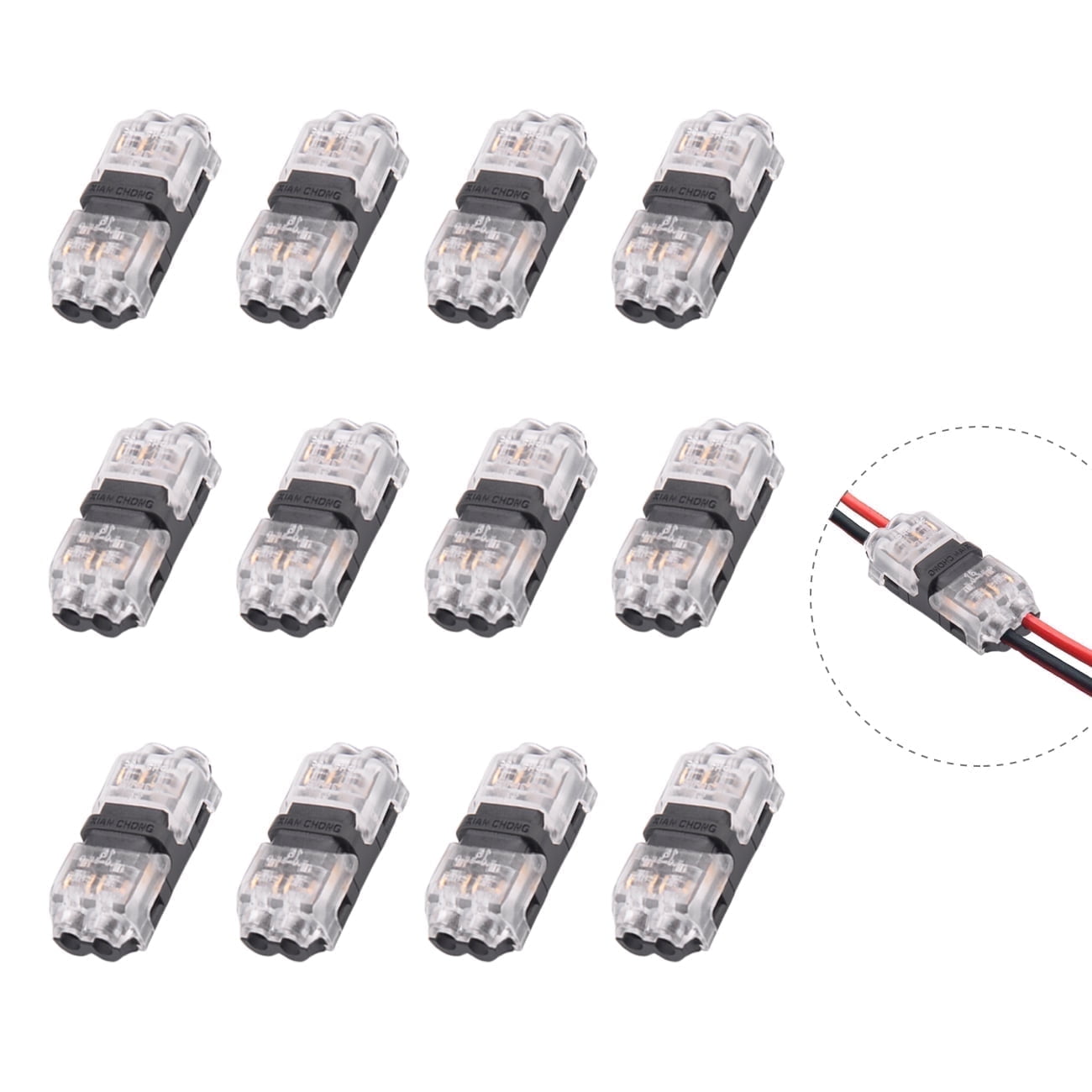 Brightfour No Stripping Low Voltage Wire Connectors 12 Pack, 2 Way 2 ...