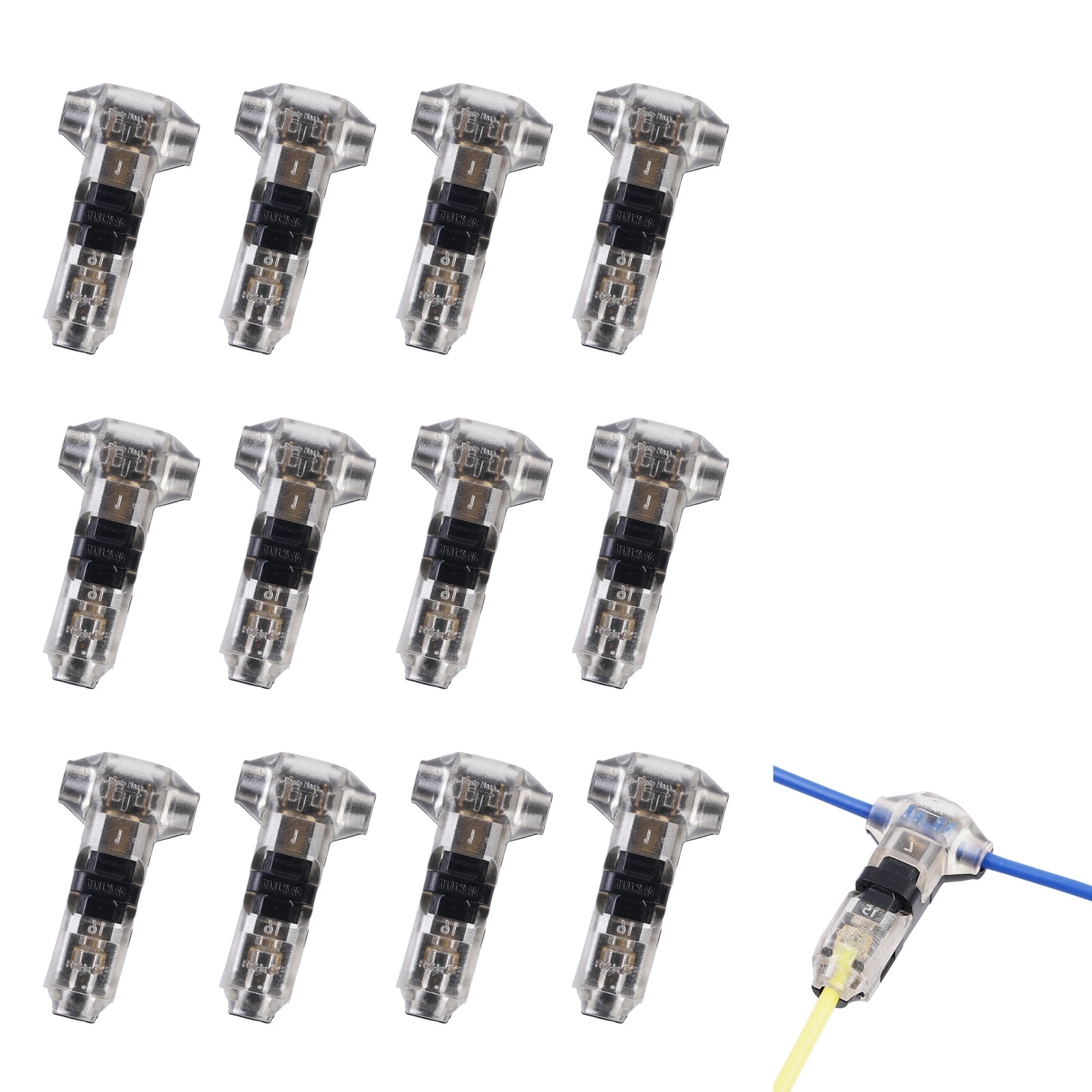 Brightfour No Wire Stripping T Tap Wire Connectors for 16-20 AWG, 3 Way ...