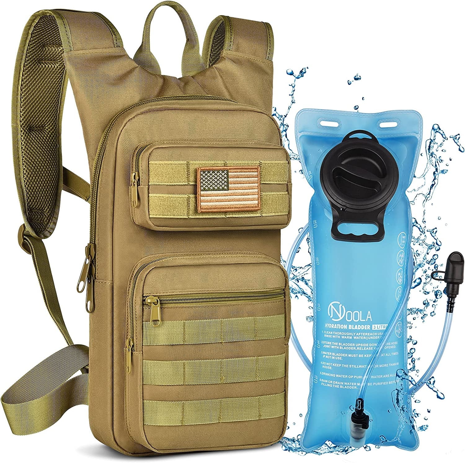 Brightify 17L Hydration Backpack, 3L Water Bladder, Tan, Trekking ...