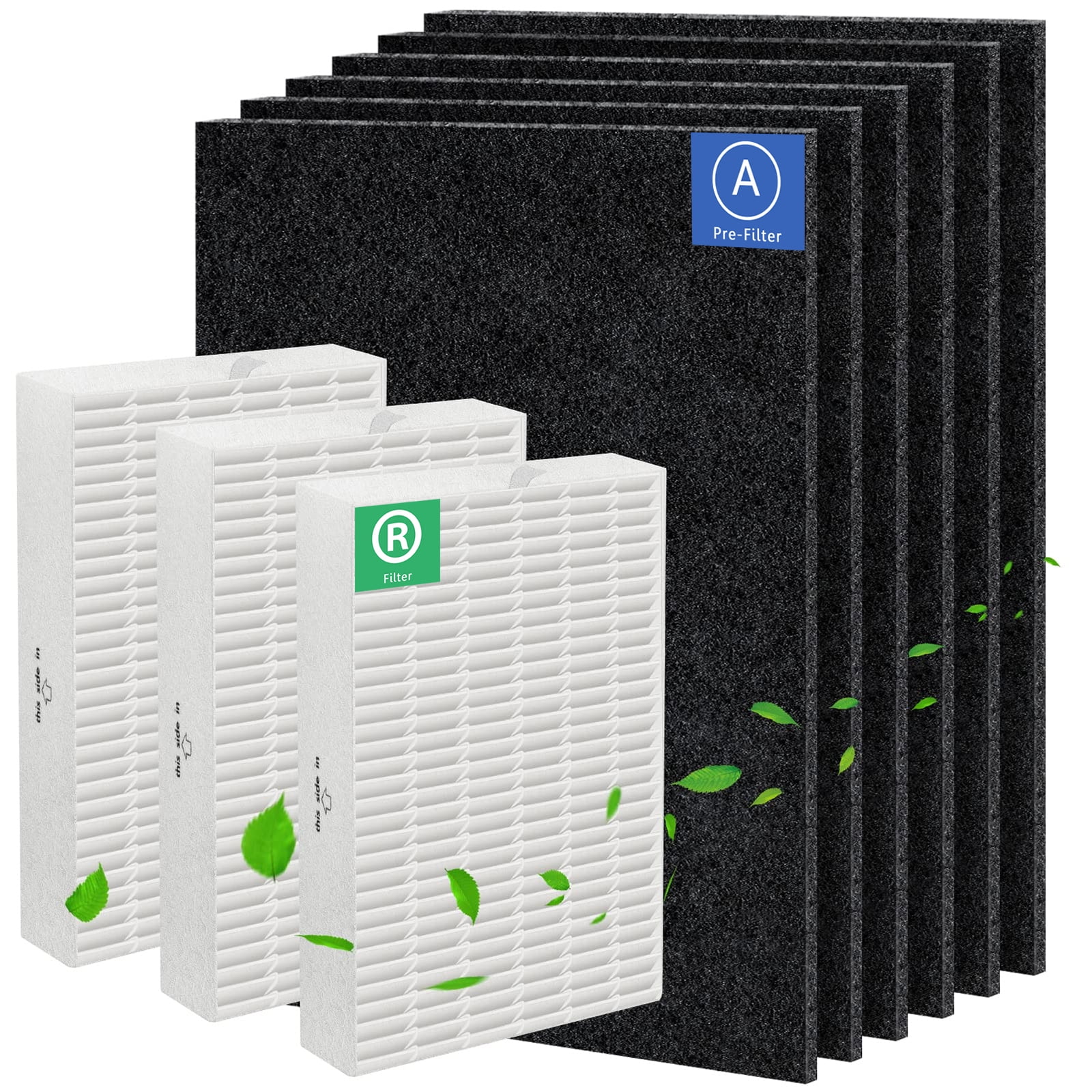 Brightify HEPA Air Purifier Filters, 3 Filters R + 6 Carbon Pre-Filters ...