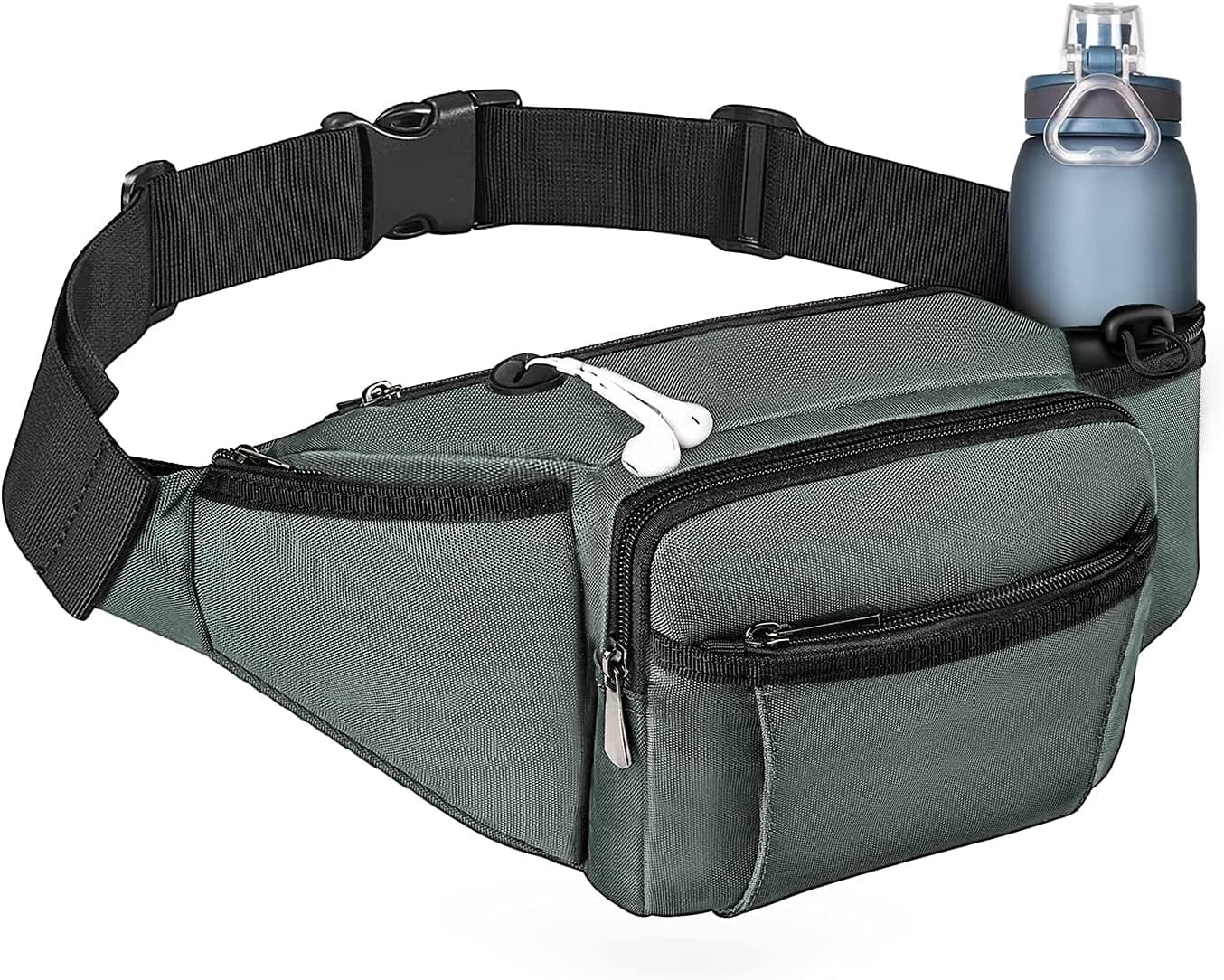 Brightify Fanny Pack, Grey Crossbody Waist Bag with Water Bottle Holder ...