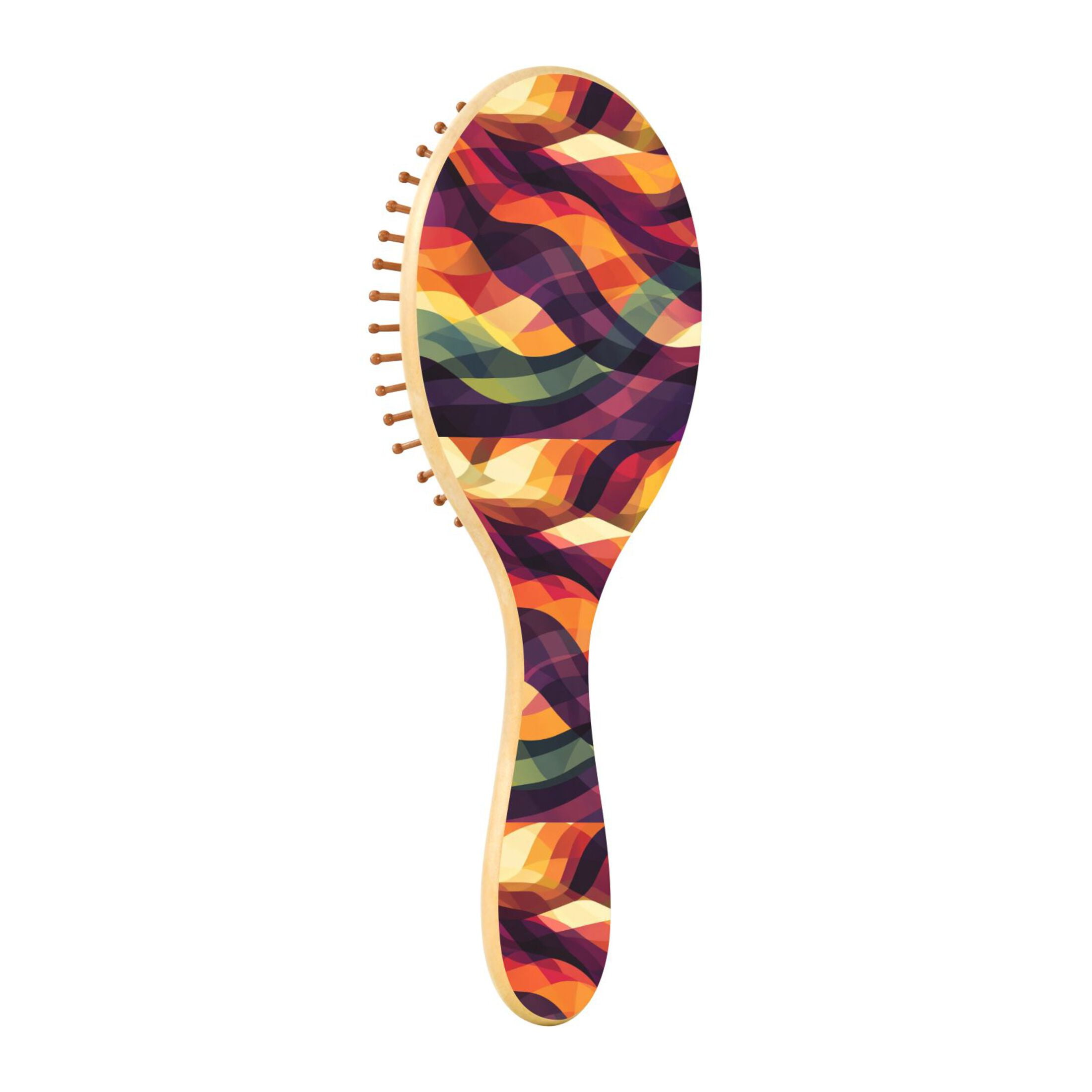 Brightly Colored Abstract Pattern Natural Wooden Hair Brush with ...