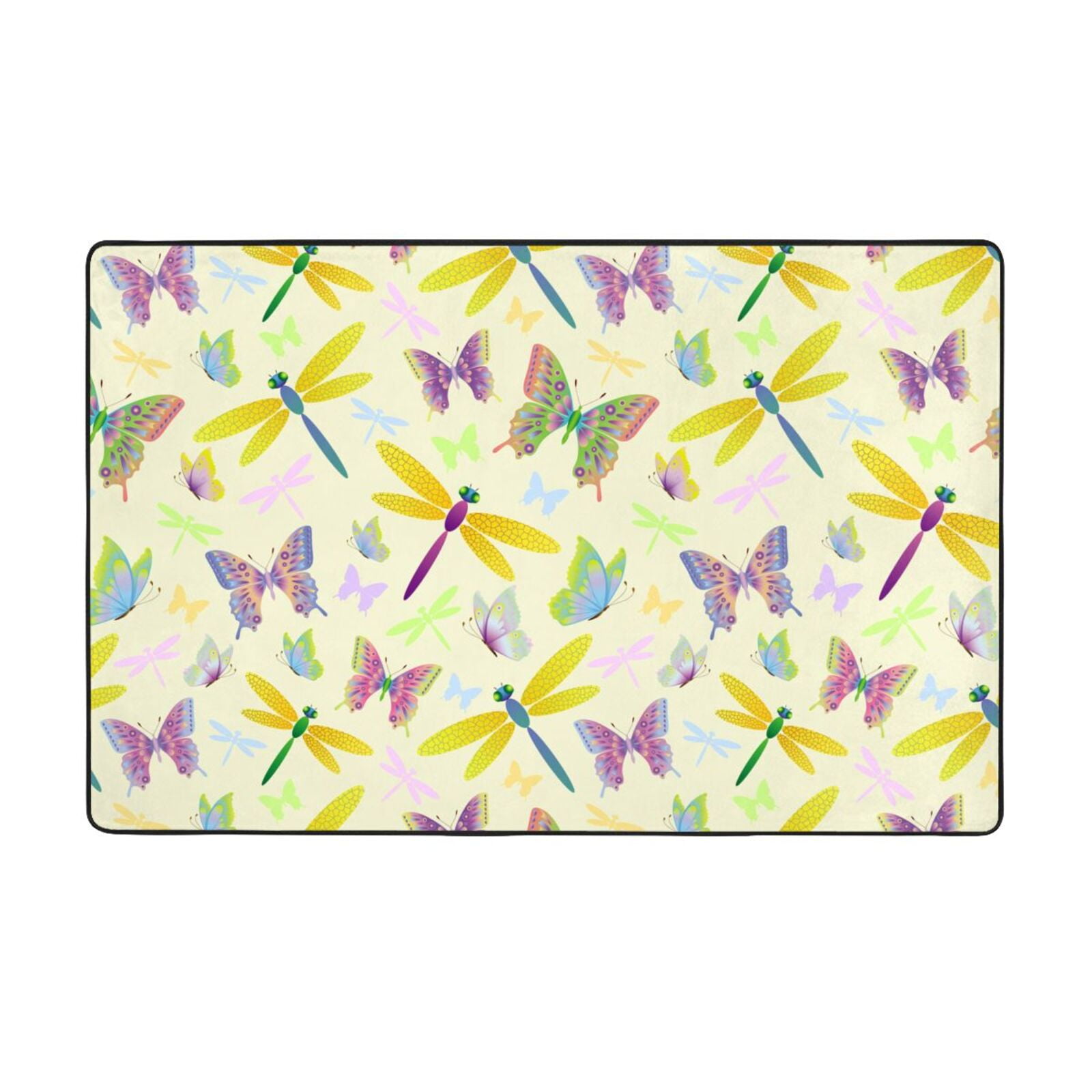 Brightly Colored Dragonfly Butterfly Bathroom Rugs Non Slip Washable ...