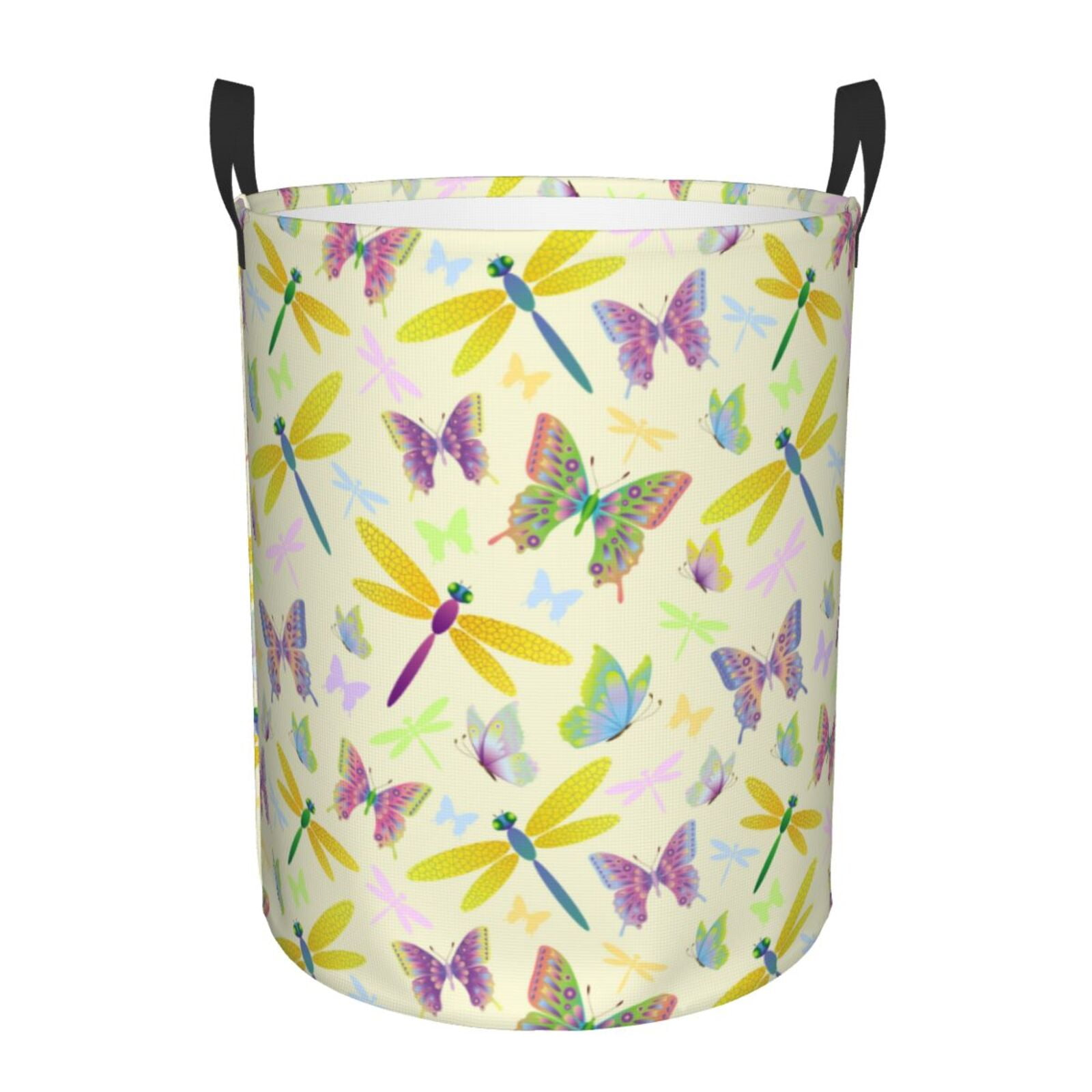 Brightly Colored Dragonfly Butterfly Round Laundry Basket, Laundry ...