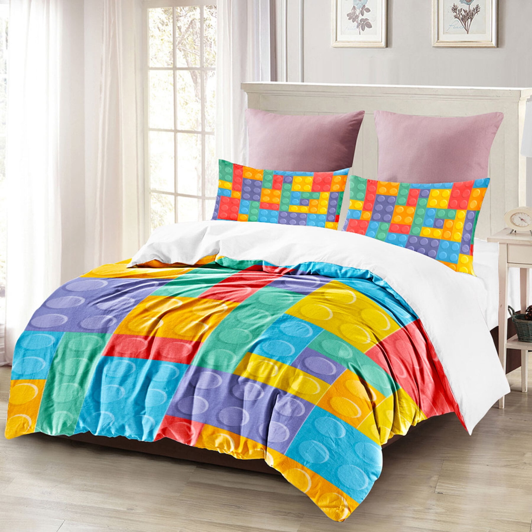 Brightly Colored Duvet Cover & Pillowcases Set Fun & Cozy Bedding ...