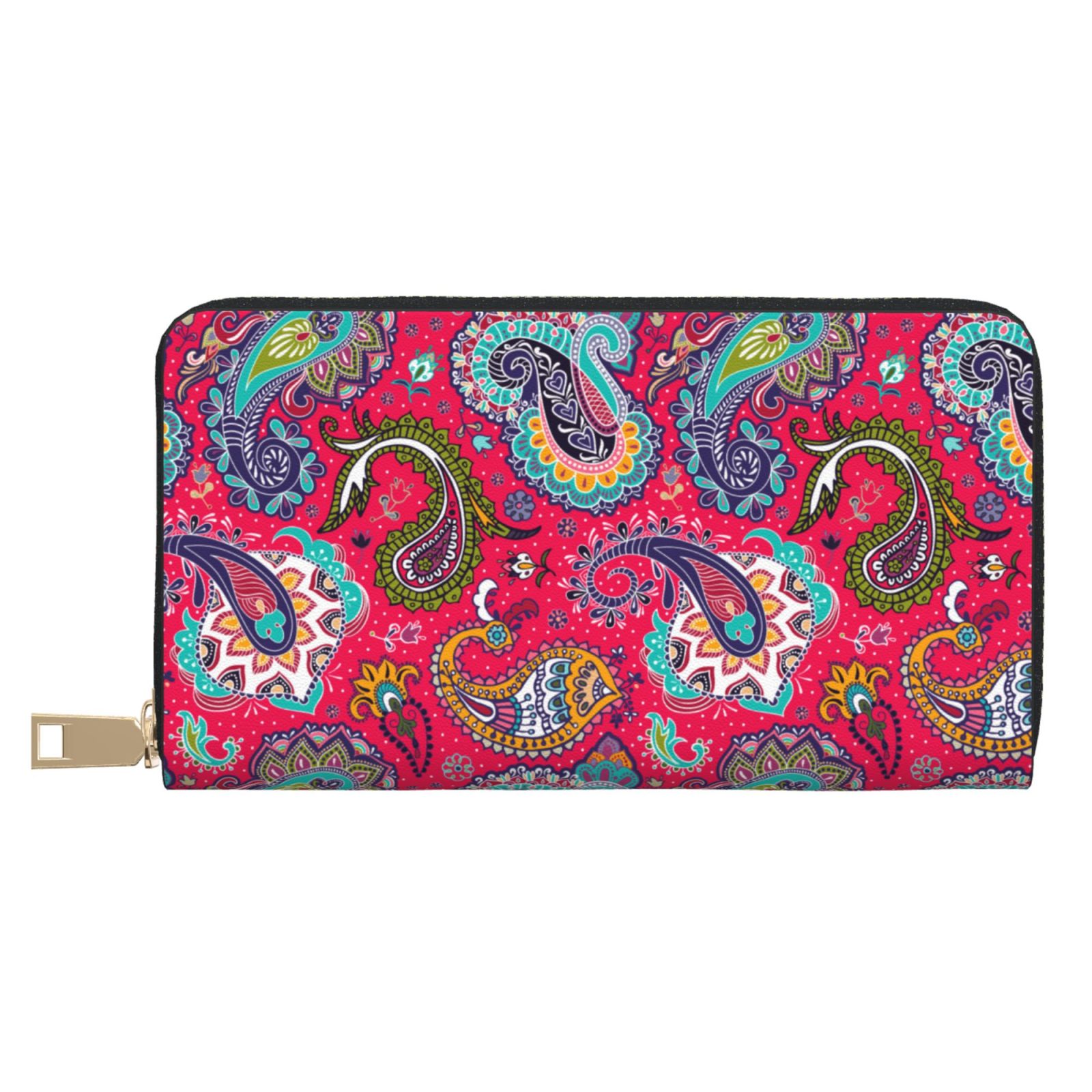 Brightly Colored Paisley Wallet Women, Leather Bifold Multi Card Wallet ...
