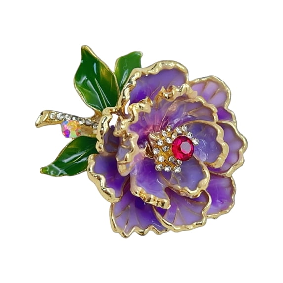 Brightly Colored Peony Flower Brooch Pin for Women with Enameled and ...