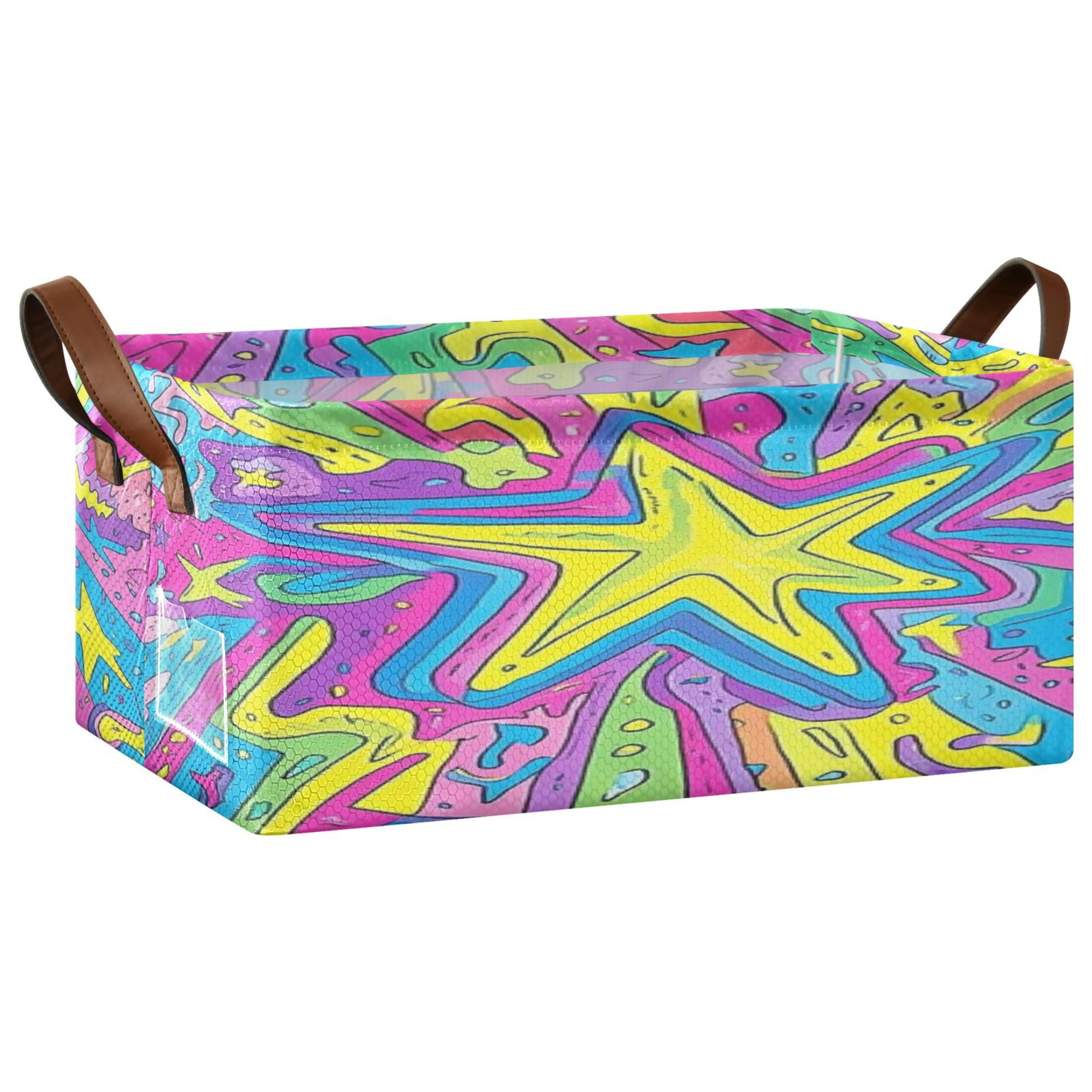 Brightly Colored Star Open Home Storage Bins Foldable Metal Frame Shelf ...