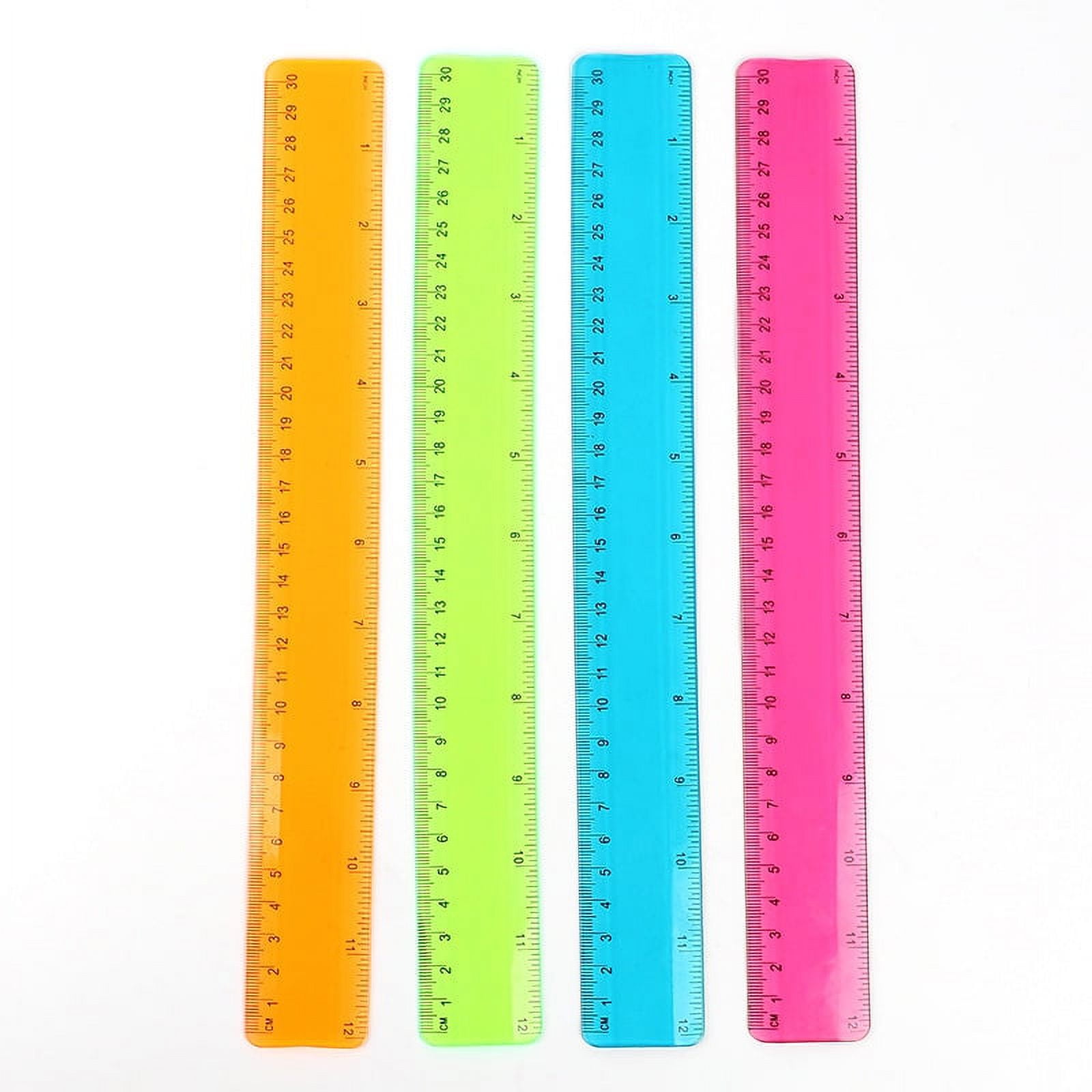 Brightly Colored Straight Ruler Set, Clear Plastic Measuring Tools For ...