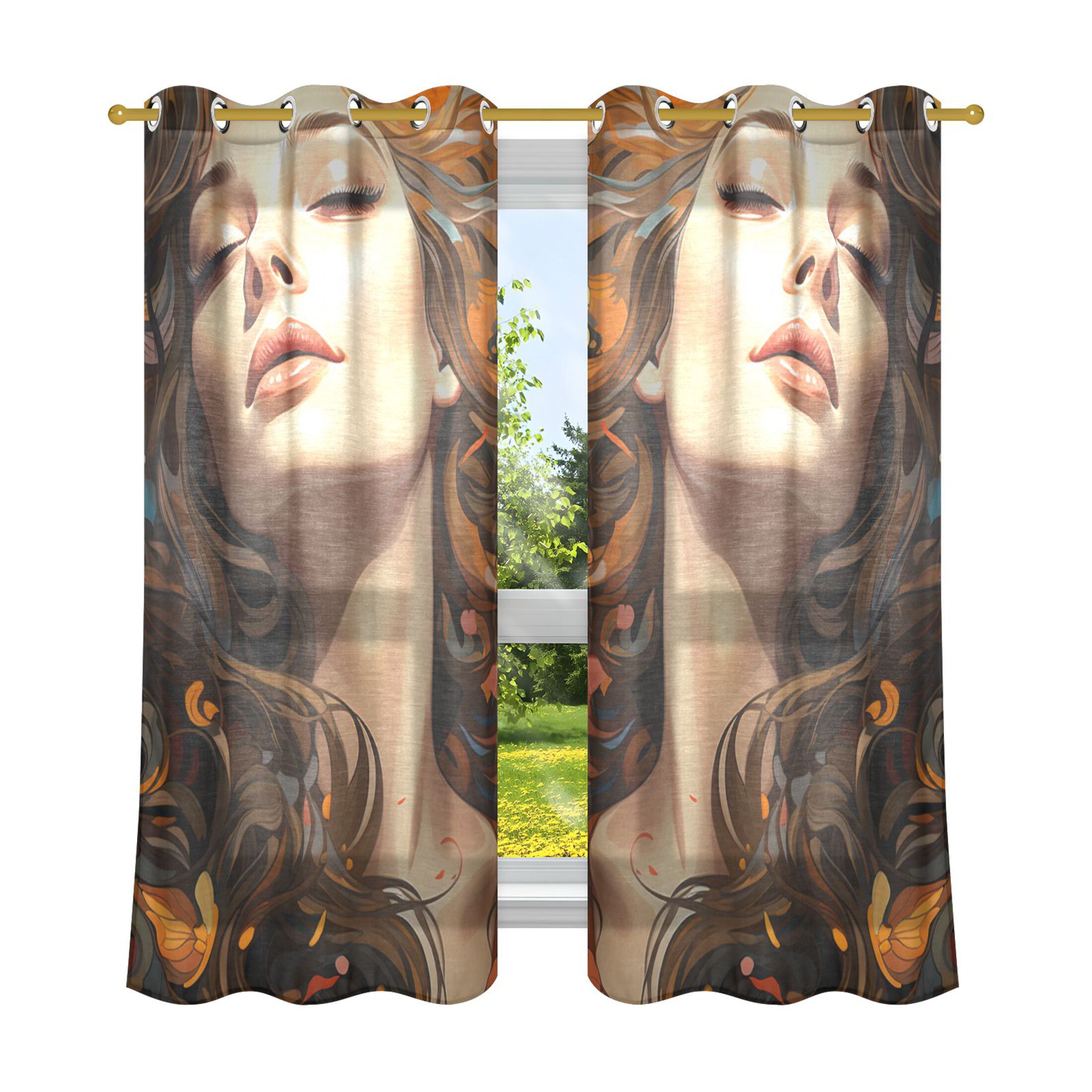 Brightly Colored Women Semi Sheer Curtains for Living Room Bedroom Set ...