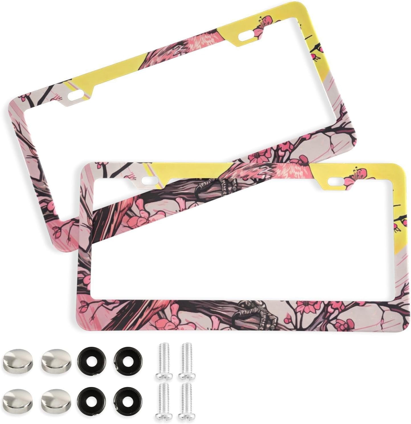 Brightly Coloured Bird 2 Pack License Plate Frames,Universal Aluminum ...
