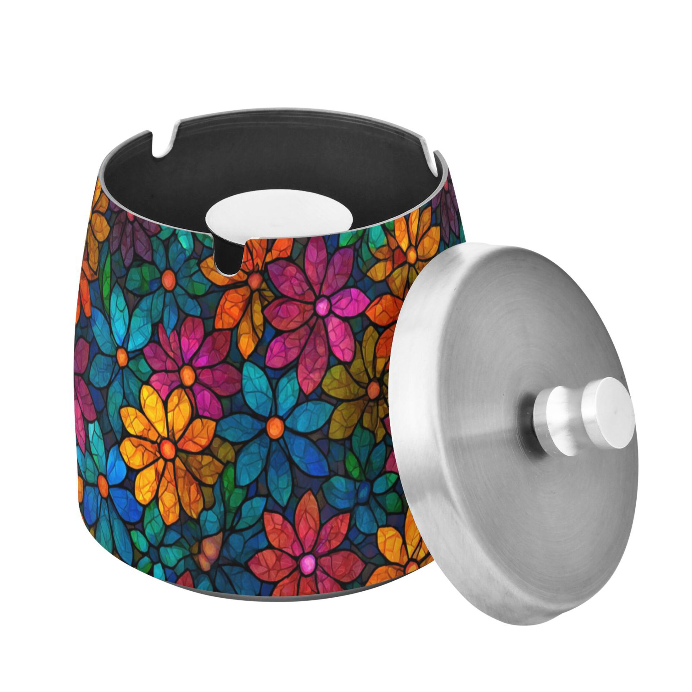 Brightolorful Flowers Ashtray with Lid Outdoor Ashtrays for Patio ...
