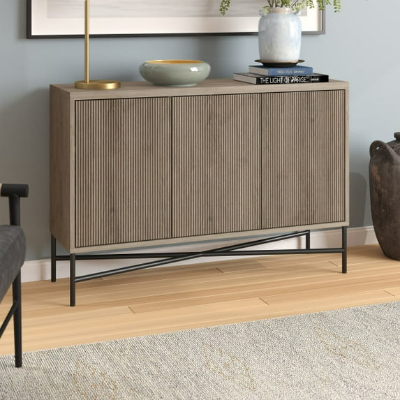 Evelyn&Zoe Brighton 48" Wide Rectangular Fluted Buffet Table with ...