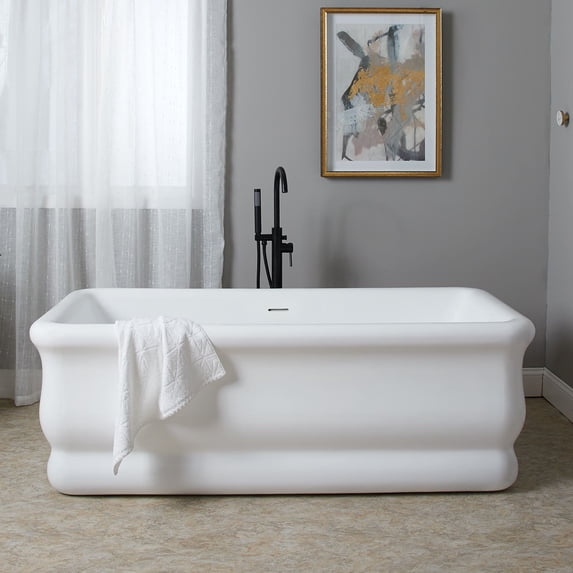 Brighton 67 Inch Matte White Acrylic Double Ended Freestanding Tub ...