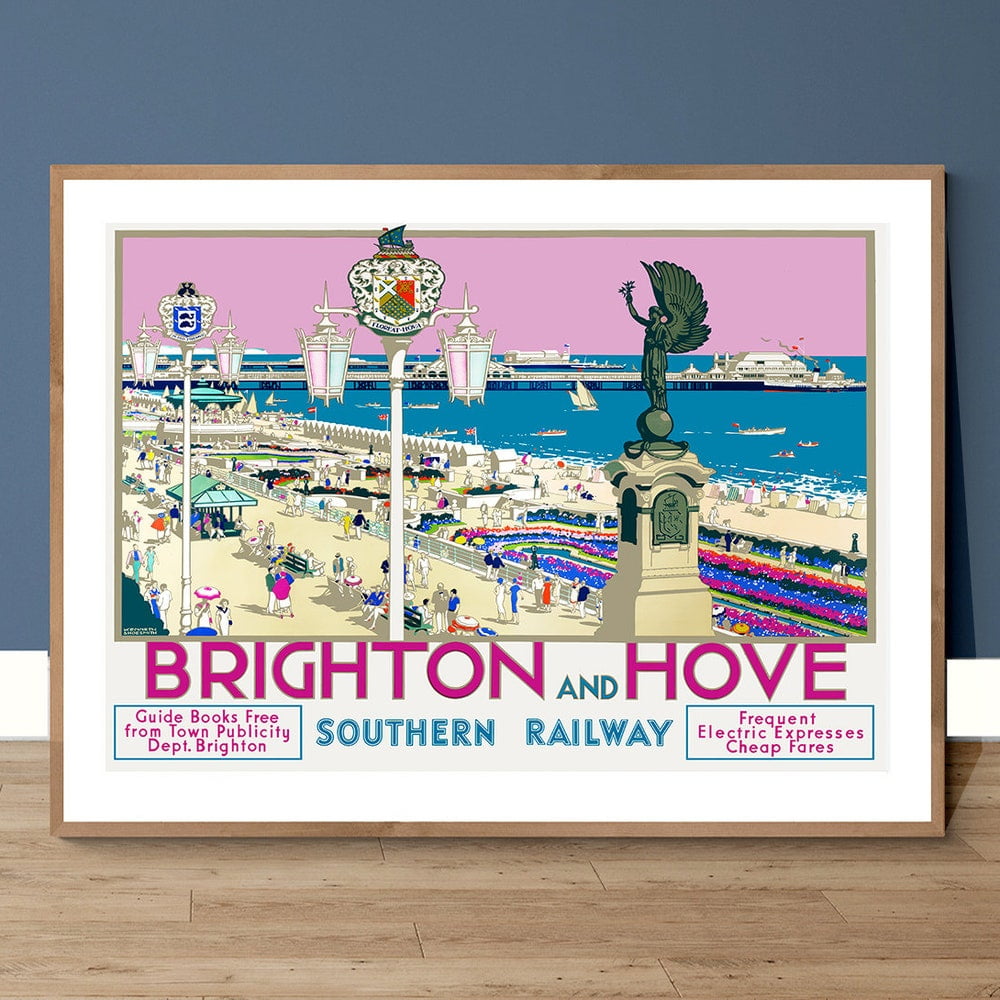 Brighton And Hove Vintage Travel Poster Print Gift Idea Wall Decor Art ...