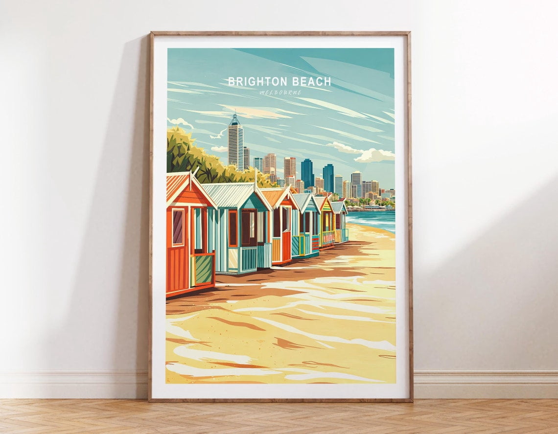 Brighton Beach Melbourne Colorful Bathing Boxes Print Unframed Paper ...