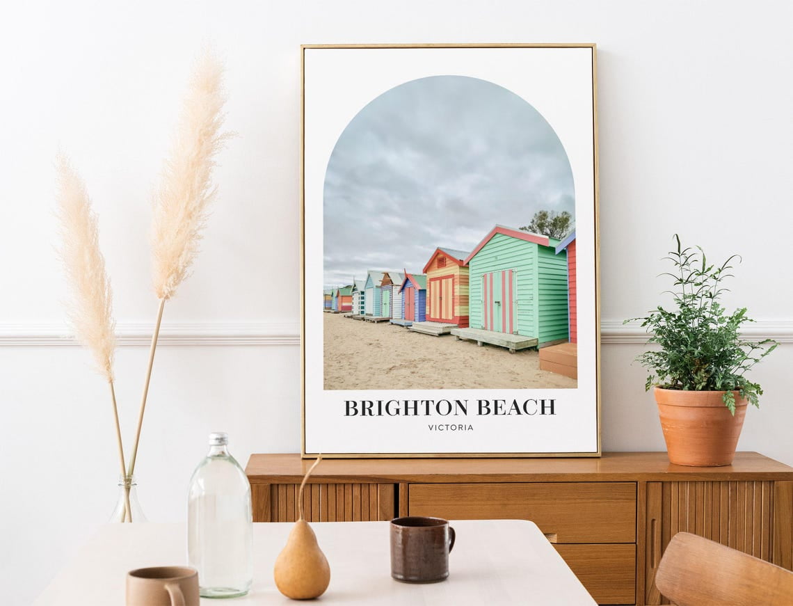 Brighton Beach Travel Print, Aesthetic Wall Art Australian Decor ...