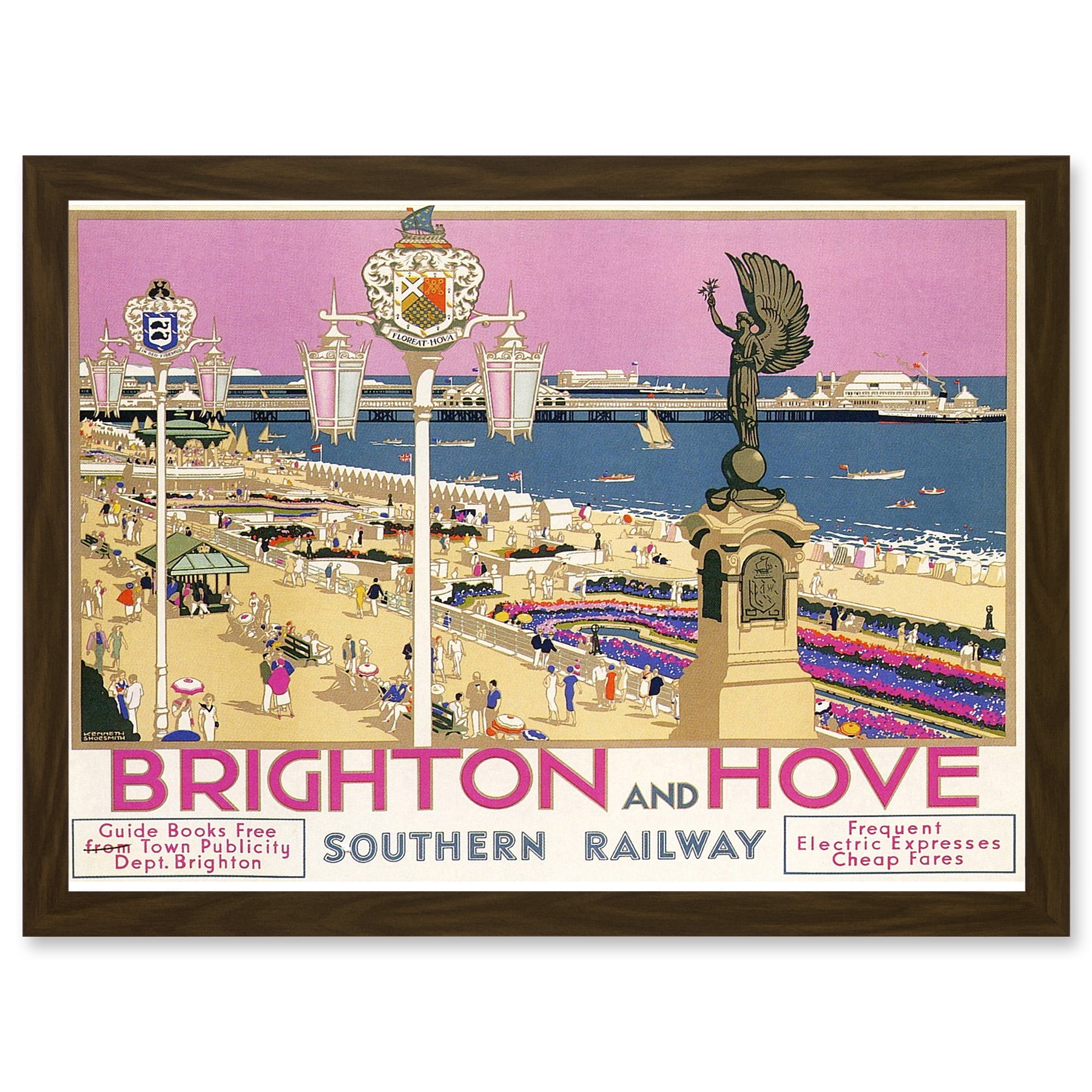 Brighton Hove Sussex Beach Resort Pier Sea Travel Railway Artwork ...