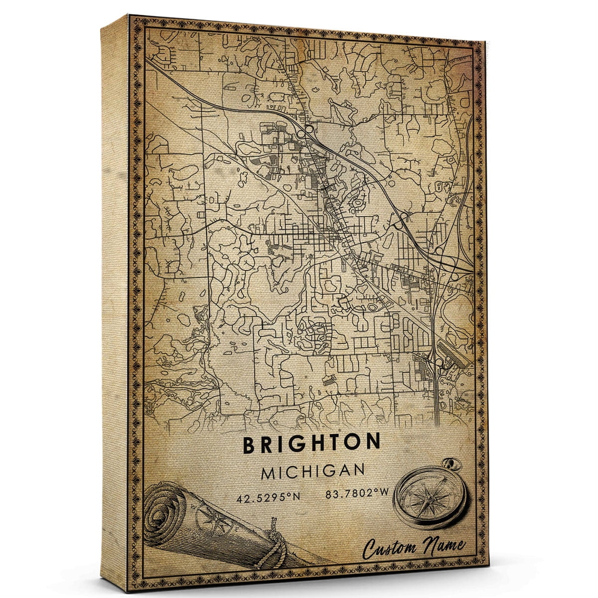 Brighton Map Poster, Michigan Map Art Poster, Canvas, Brighton Map City ...