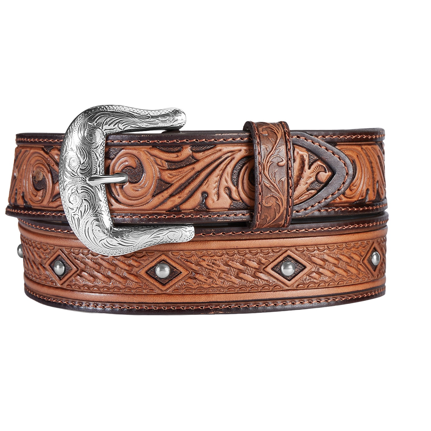 Brighton Men's Diamond Drifter Western Dark Brown Belt C42784 - Walmart.com