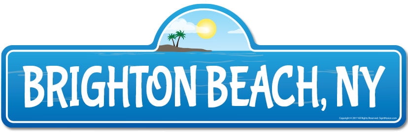 Brighton NY New York Beach Street Sign | Indoor/Outdoor | Surfer Ocean ...