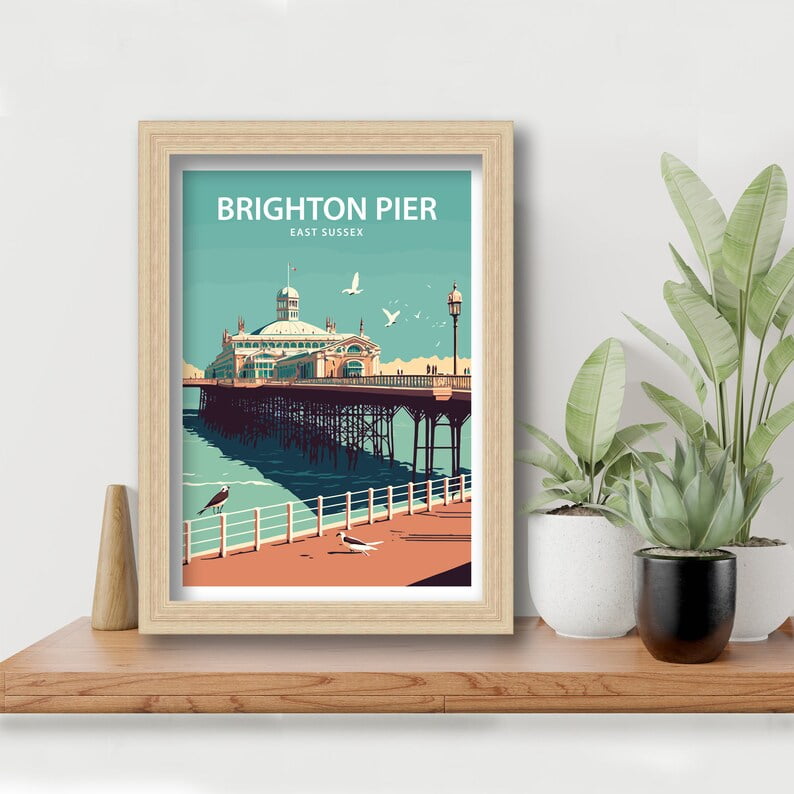Brighton Pier Art Print Brighton Seaside Wall Art Brighton Pier Poster ...