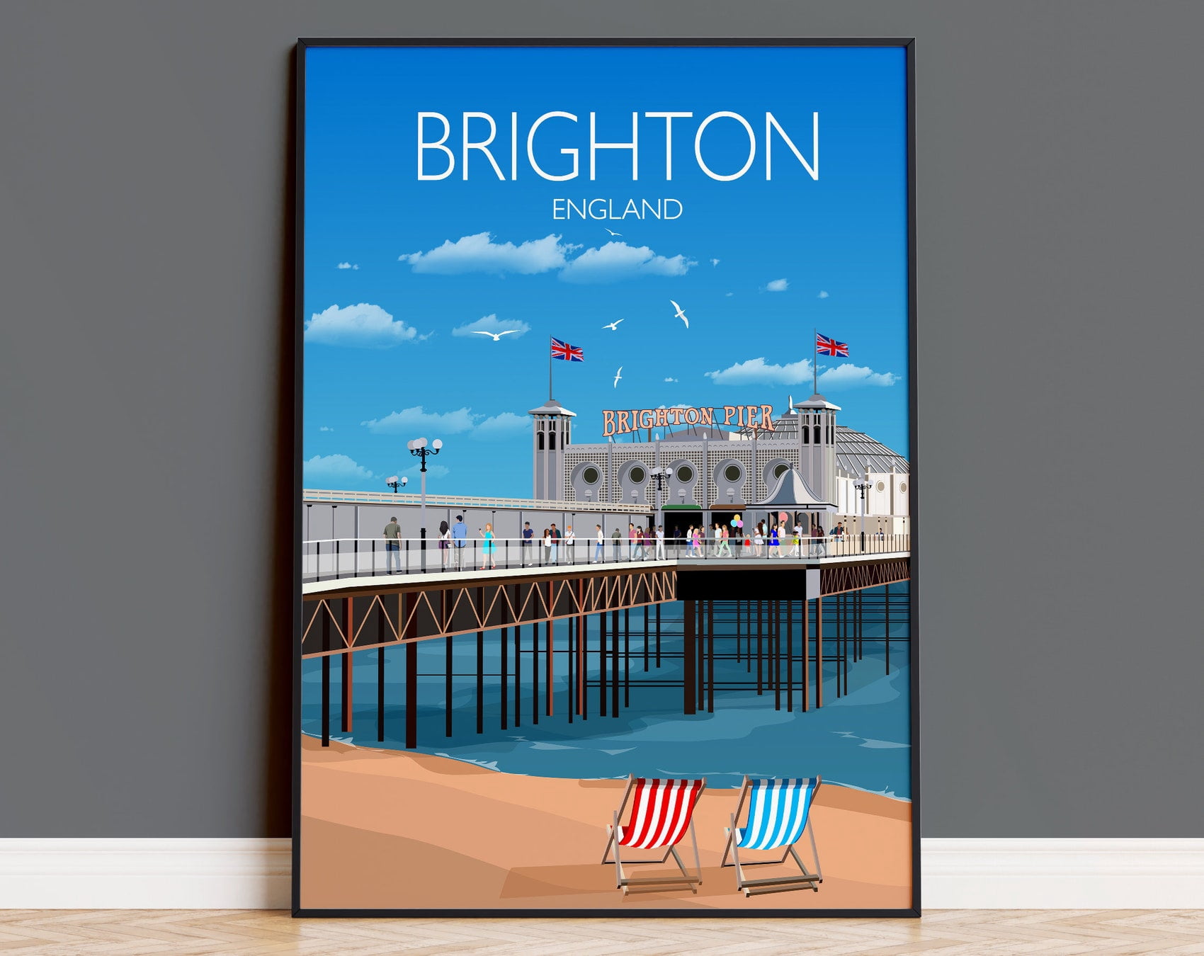 Brighton Travel Print, Brighton Poster, Brighton, England, UK Travel ...