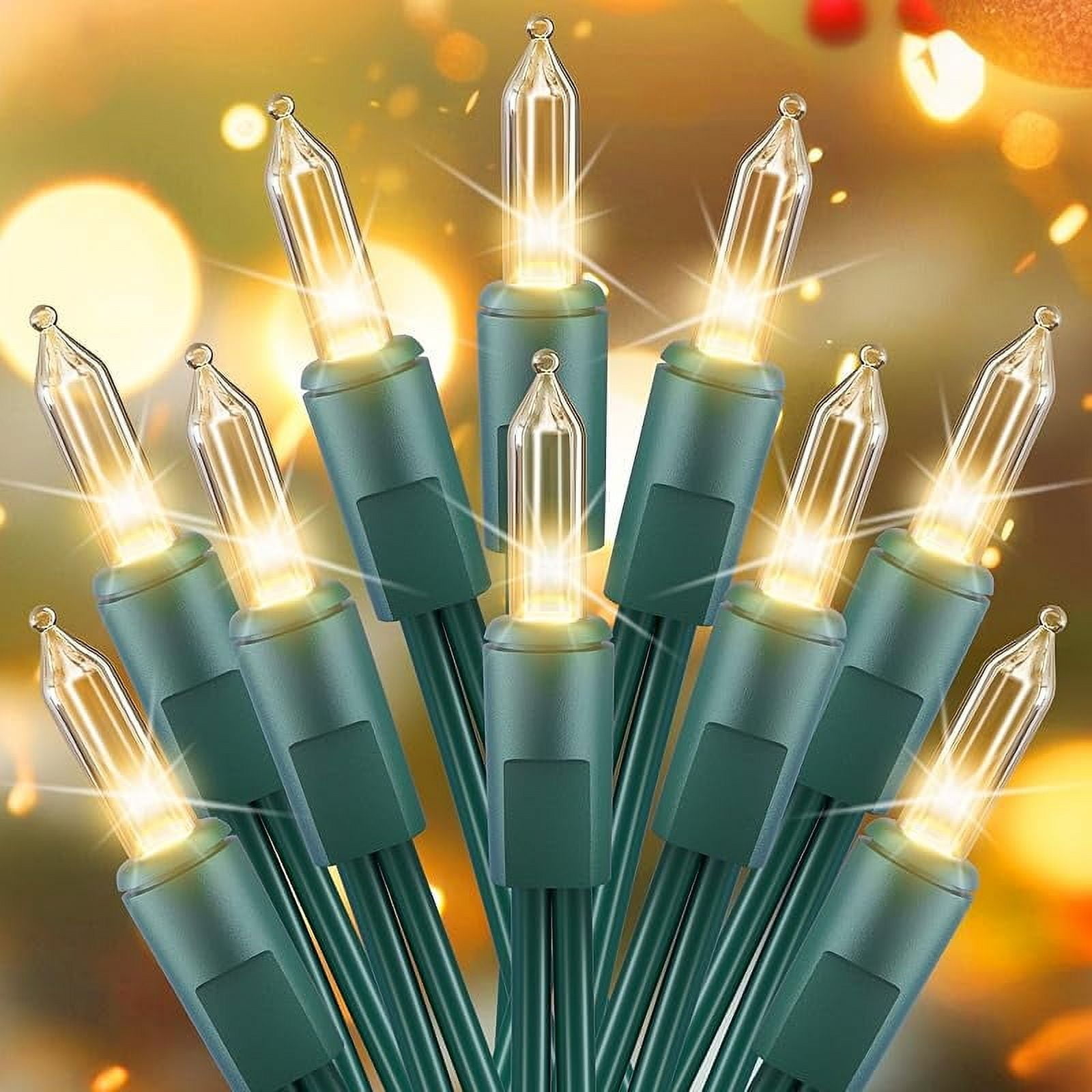 Brightown 50 Count Warm White Christmas Lights, Clear Mini Incandescent ...