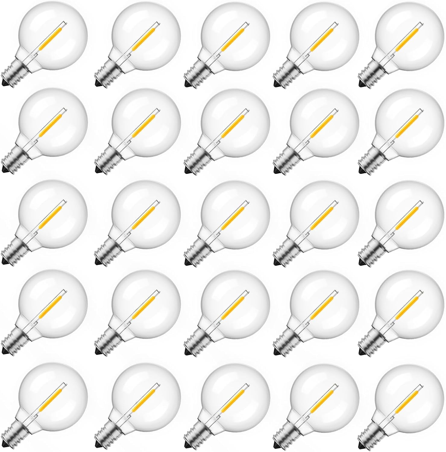 Brightown G40 LED Bulbs, 25 Pack, E12 Base, Dimmable, Warm White ...