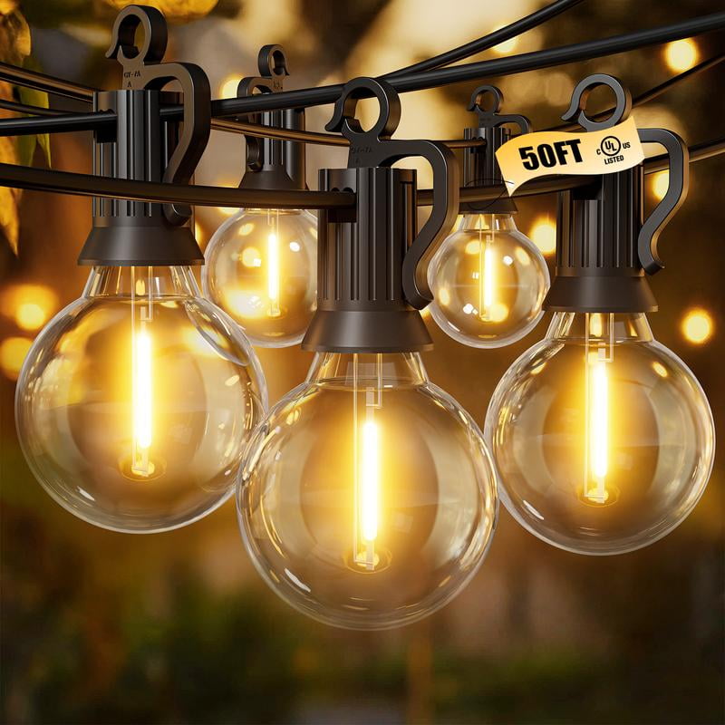 Brightown Outdoor String Lights with Shatterproof ST38 Dimmable Edison Bulbs, Waterproof, 2700K ...
